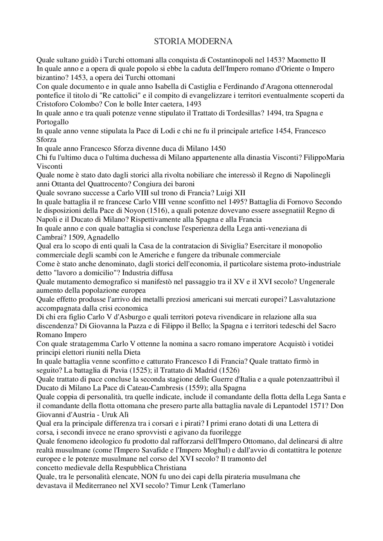 Storia Moderna Domande Chiuse E Aperte Filologia Moderna Lm 14 Ecampus