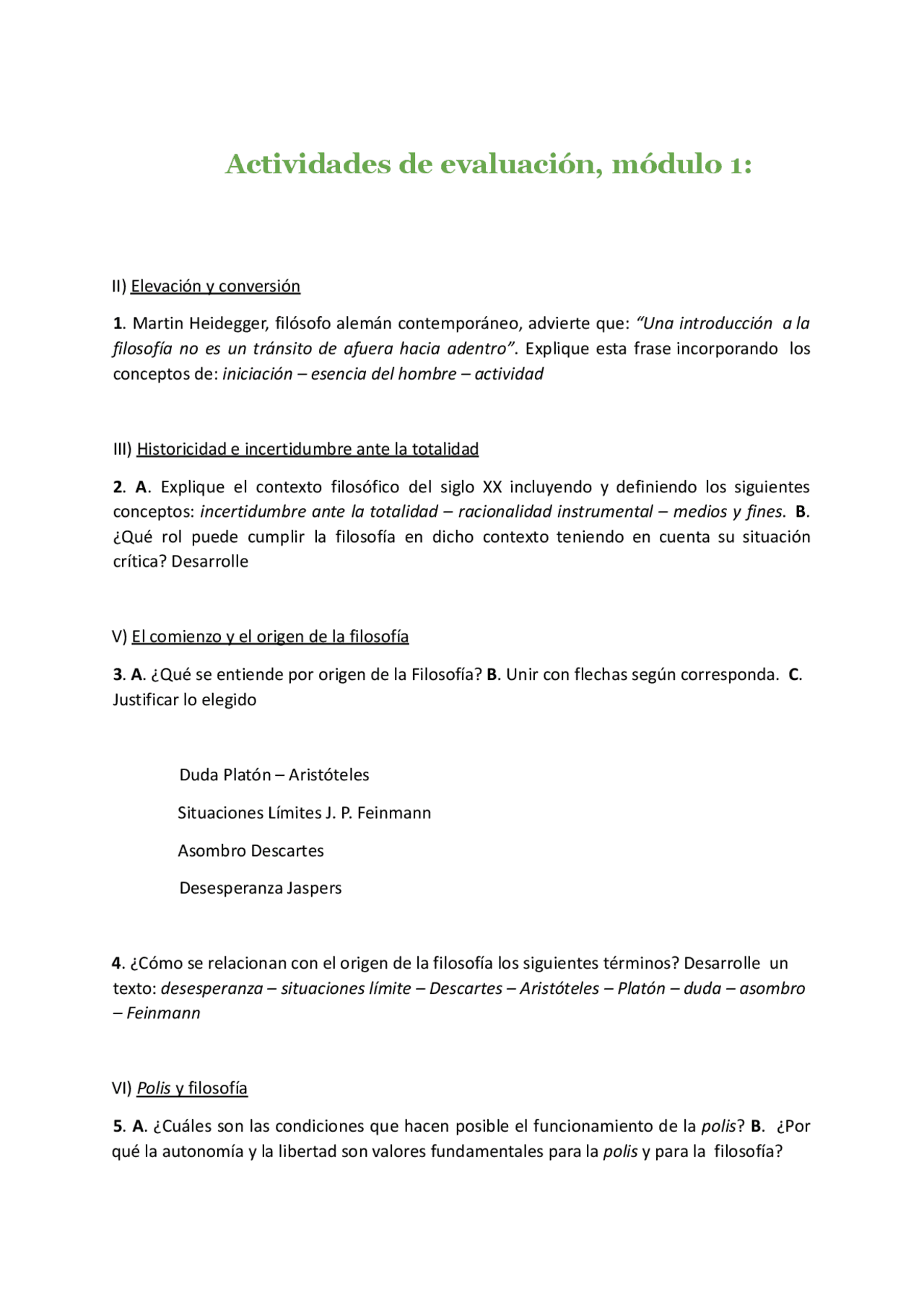 Actividades de evaluación y modelos de exámenes (sin resolver) de filosofía(CDI) UNLAM ...
