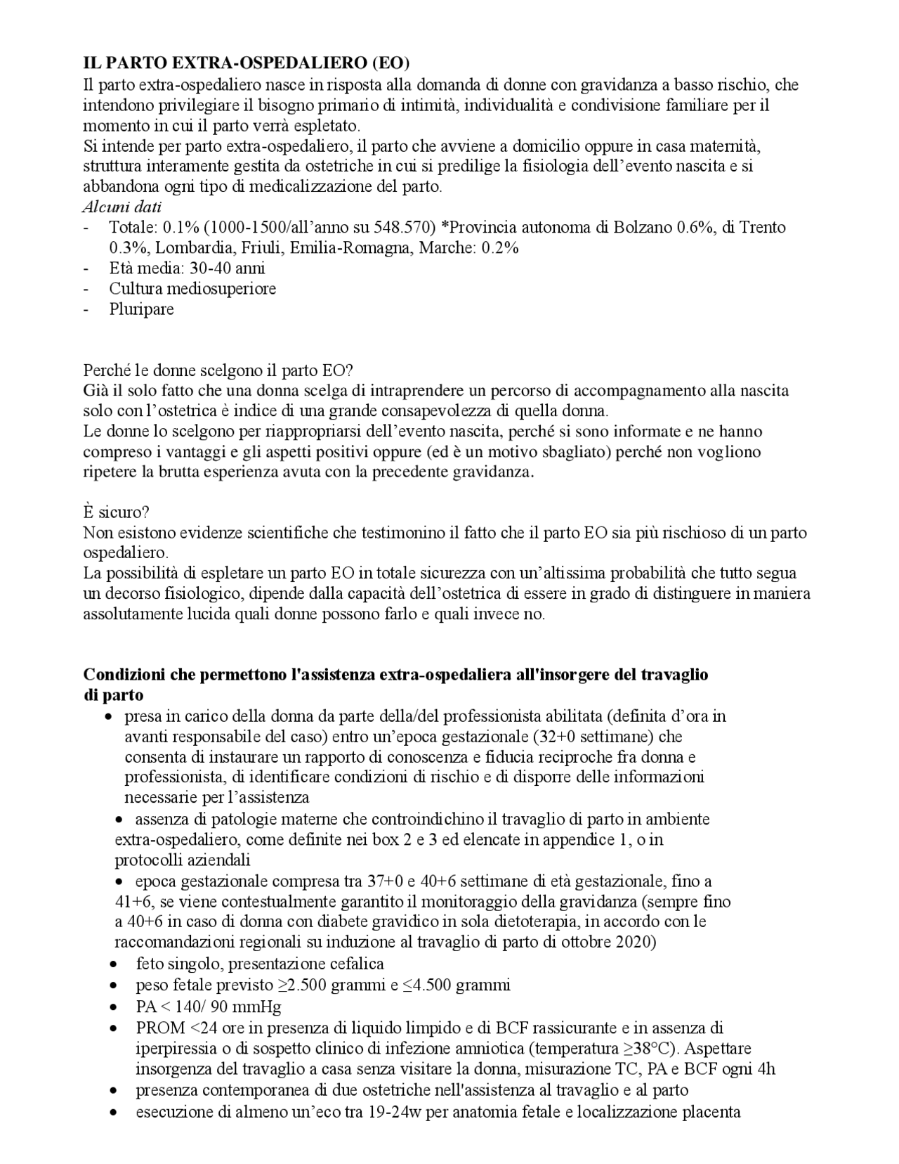 Il Parto Extraospedaliero Dispense Di Ostetricia Docsity