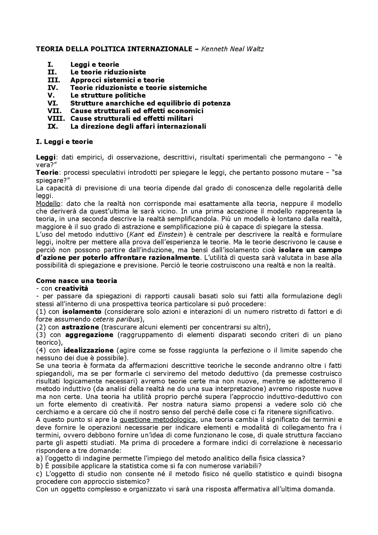 Riassunto del libro Teoria della Politica Internazionale | Kenneth N ...