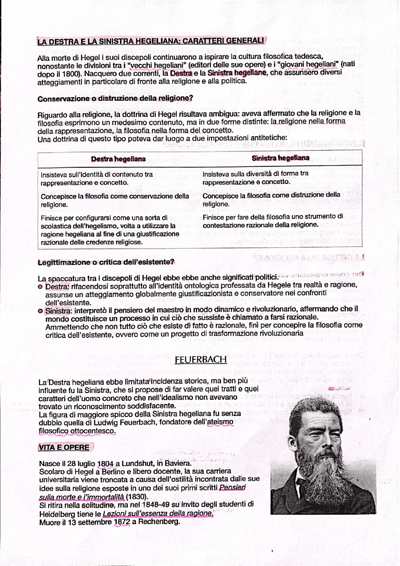 Appunti su Ludwig Feuerbach | Appunti di Filosofia | Docsity