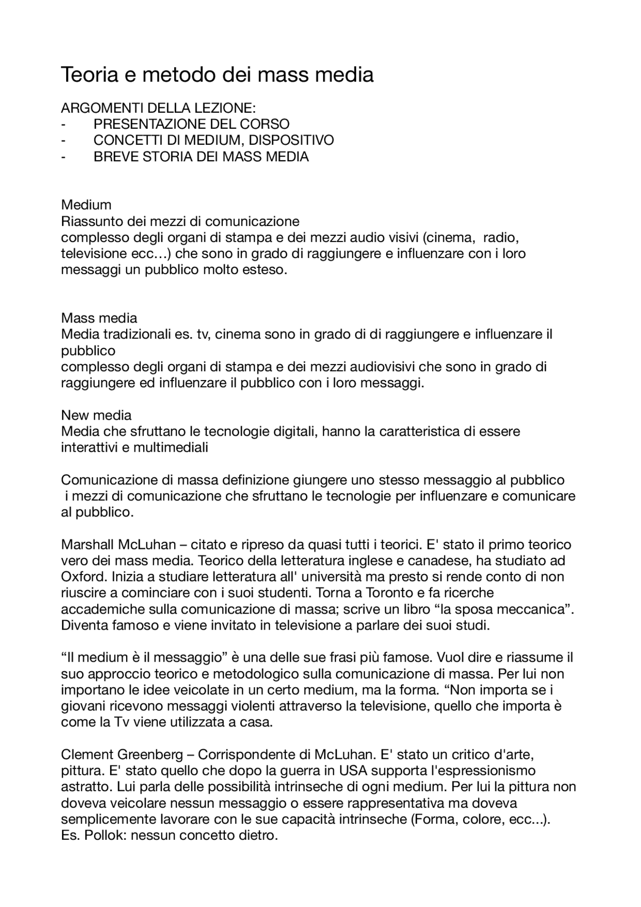 Teoria E Metodo Dei Mass Media Appunti Di Comunicazione Grafica Docsity