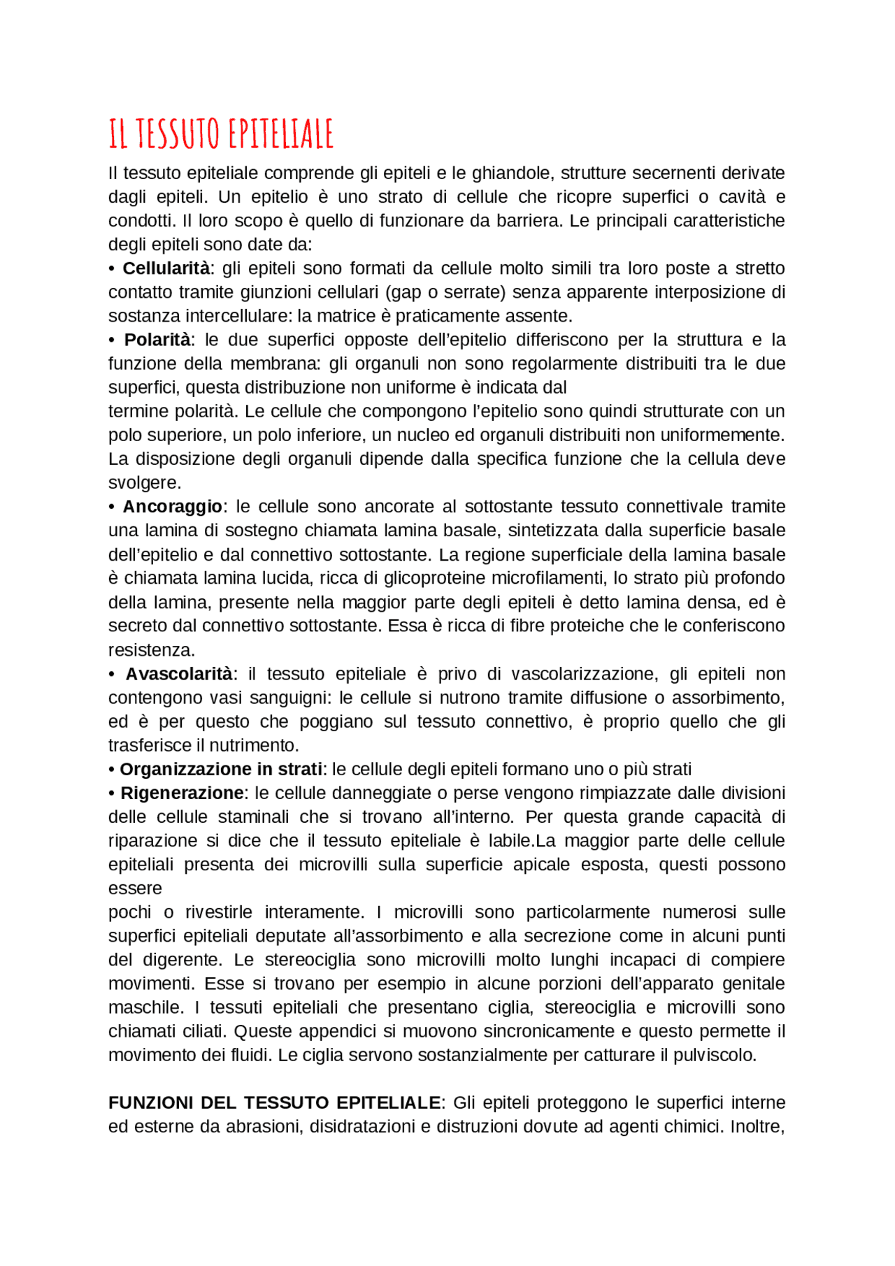 Tessuto Epiteliale Riassunto Martini Appunti Di Anatomia Docsity
