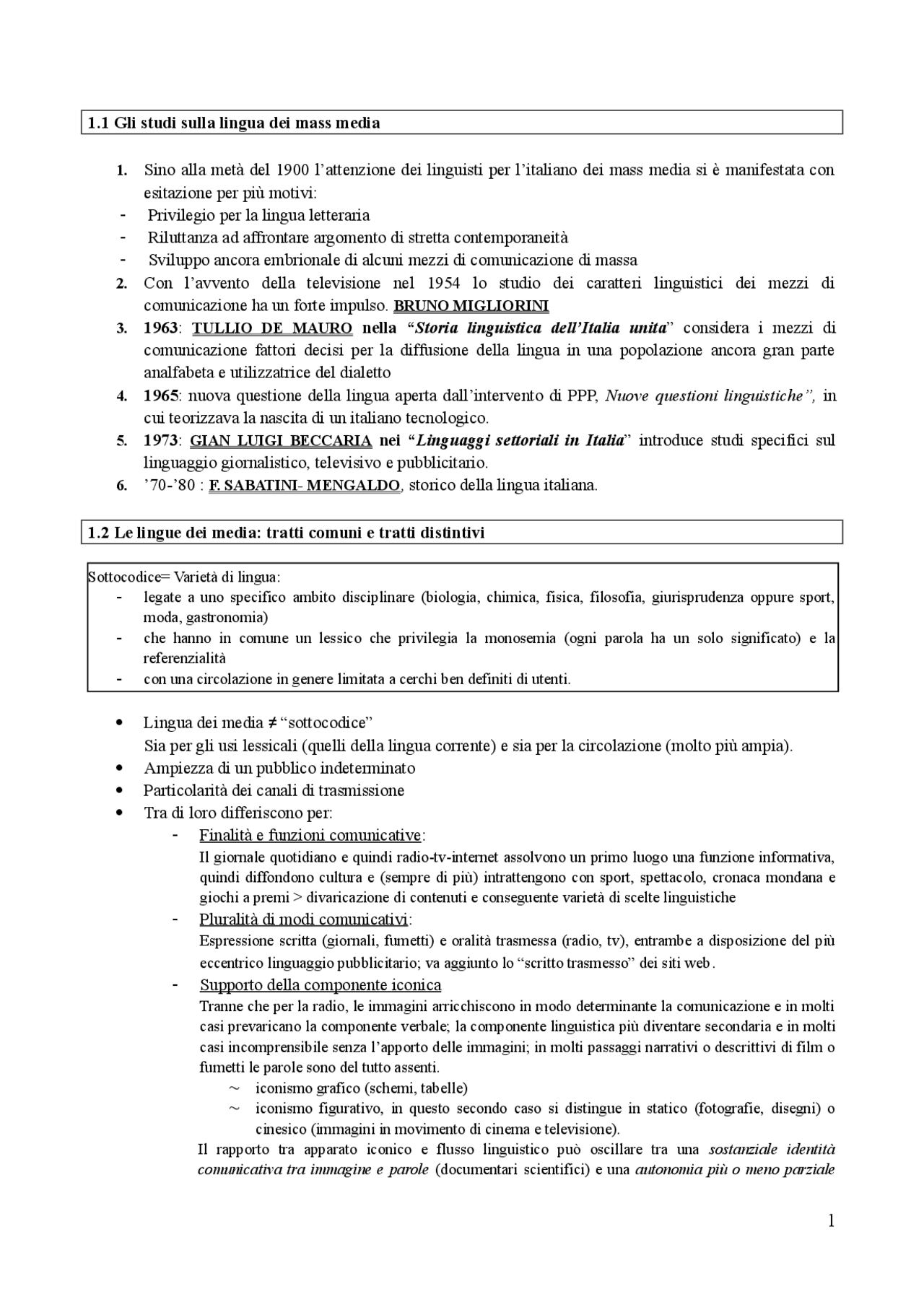 Riassunto del Manuale "La Lingua Italiana e i Mass Media" | Ilaria ...