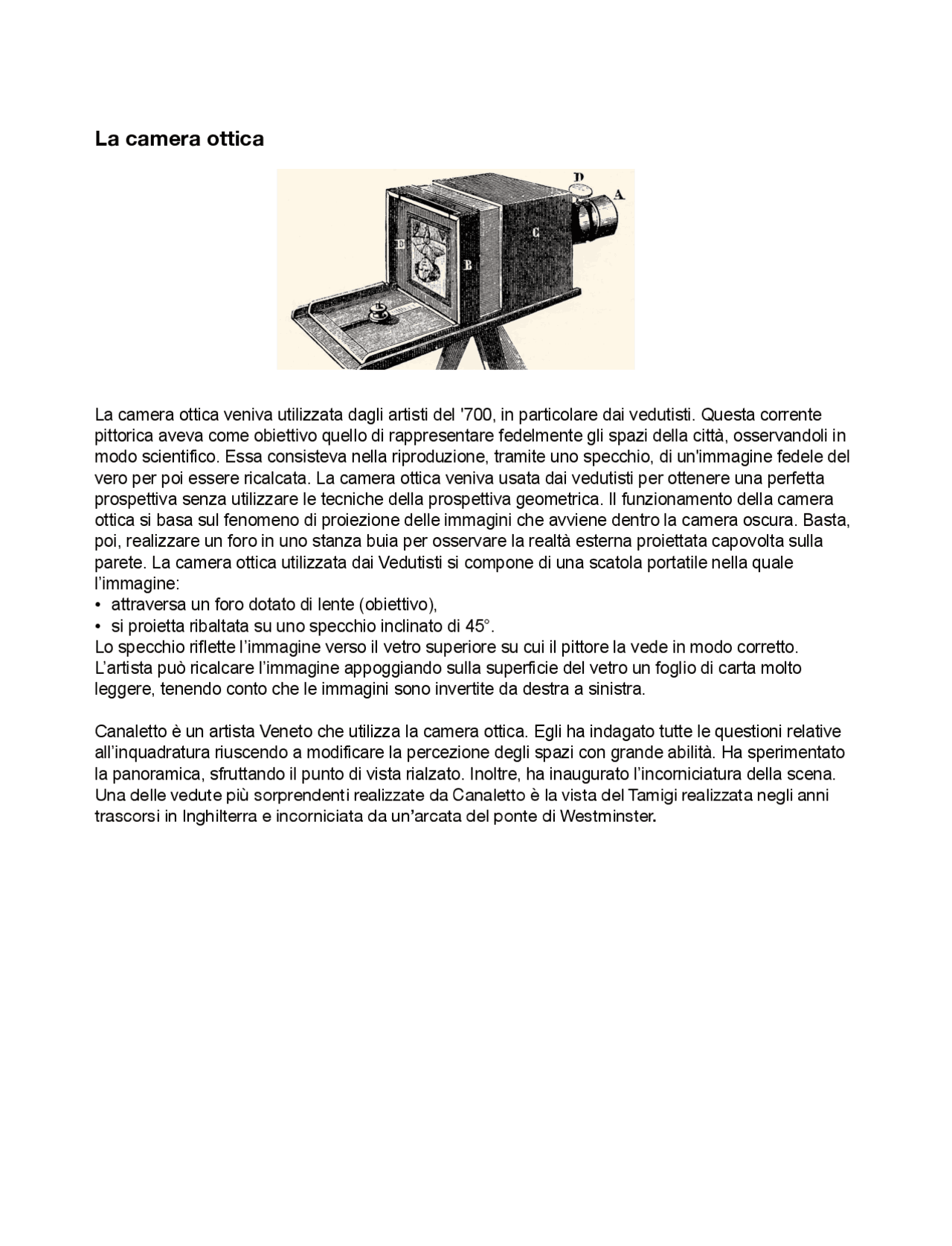 L'importanza della camera ottica | Sintesi del corso di Elementi di ...