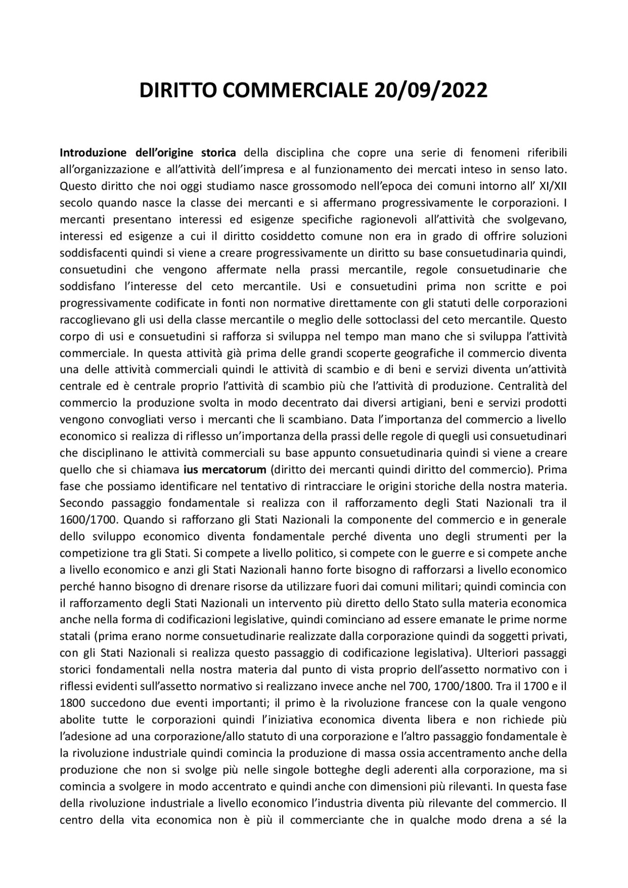 Lezione 1 Di Diritto Commerciale Schemi E Mappe Concettuali Di
