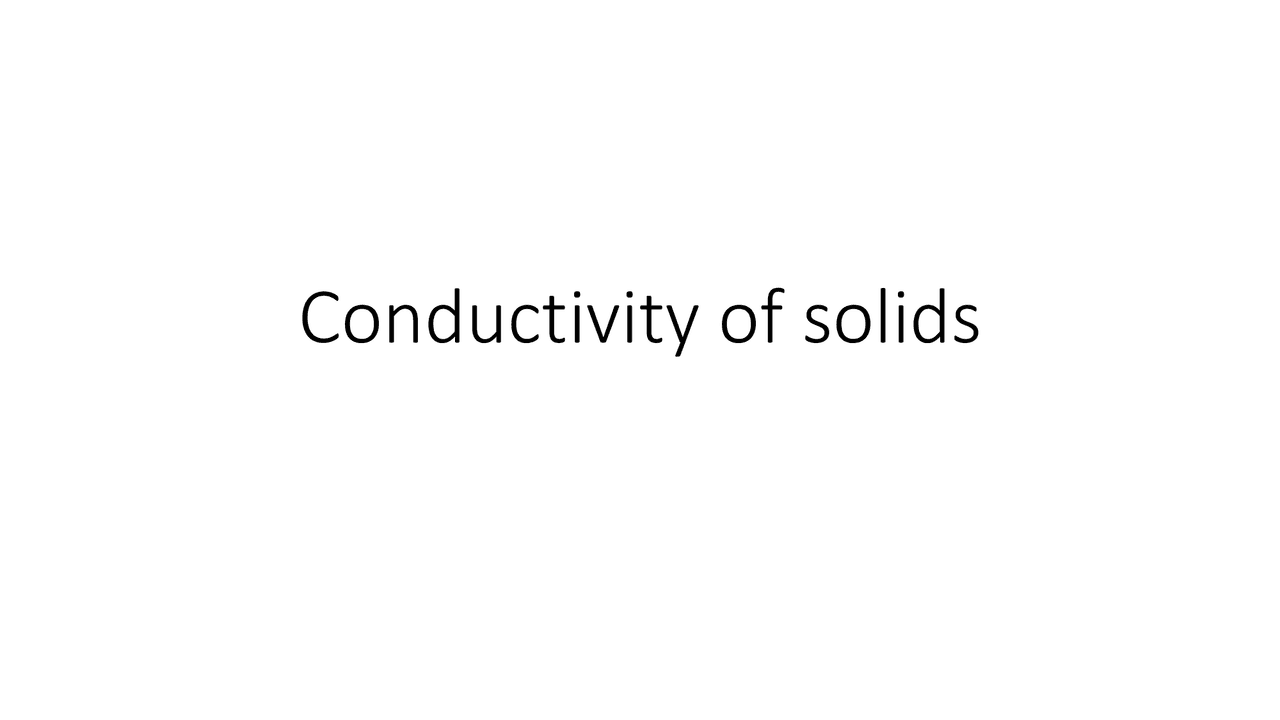 Conductivity of solids | Slides Material Engineering | Docsity