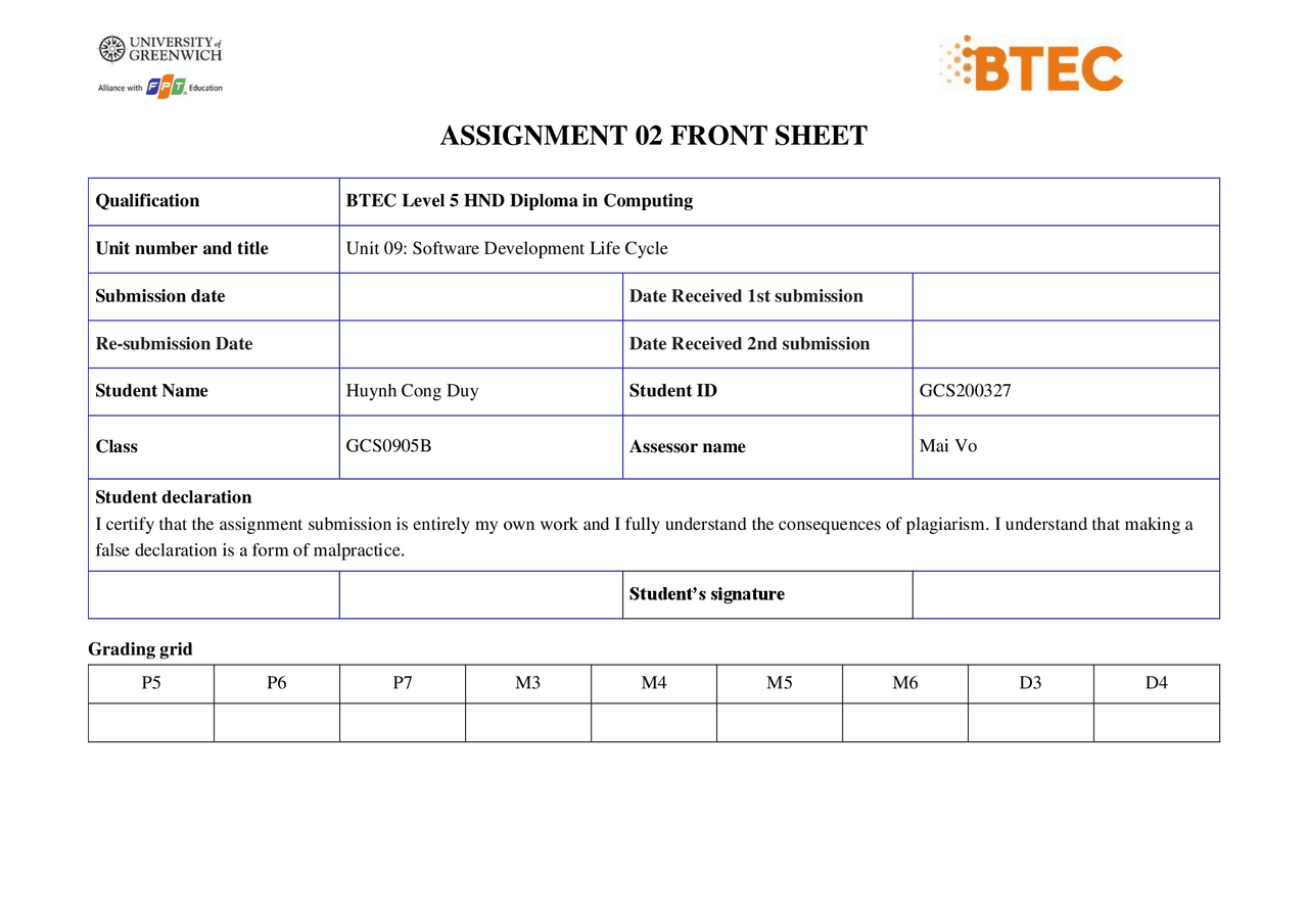 Assignment 2 Software Development Life Cycle Assignments Software Development Docsity