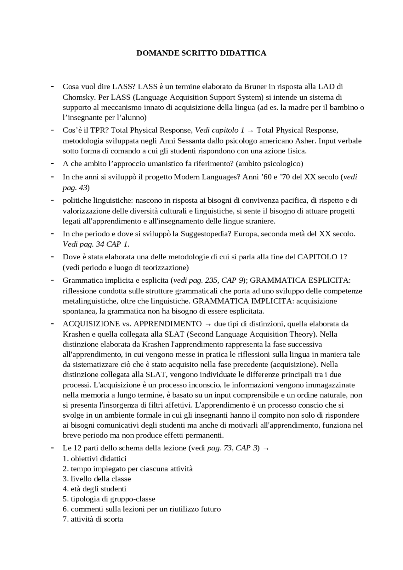Domande esame scritto didattica | Schemi e mappe concettuali di ...