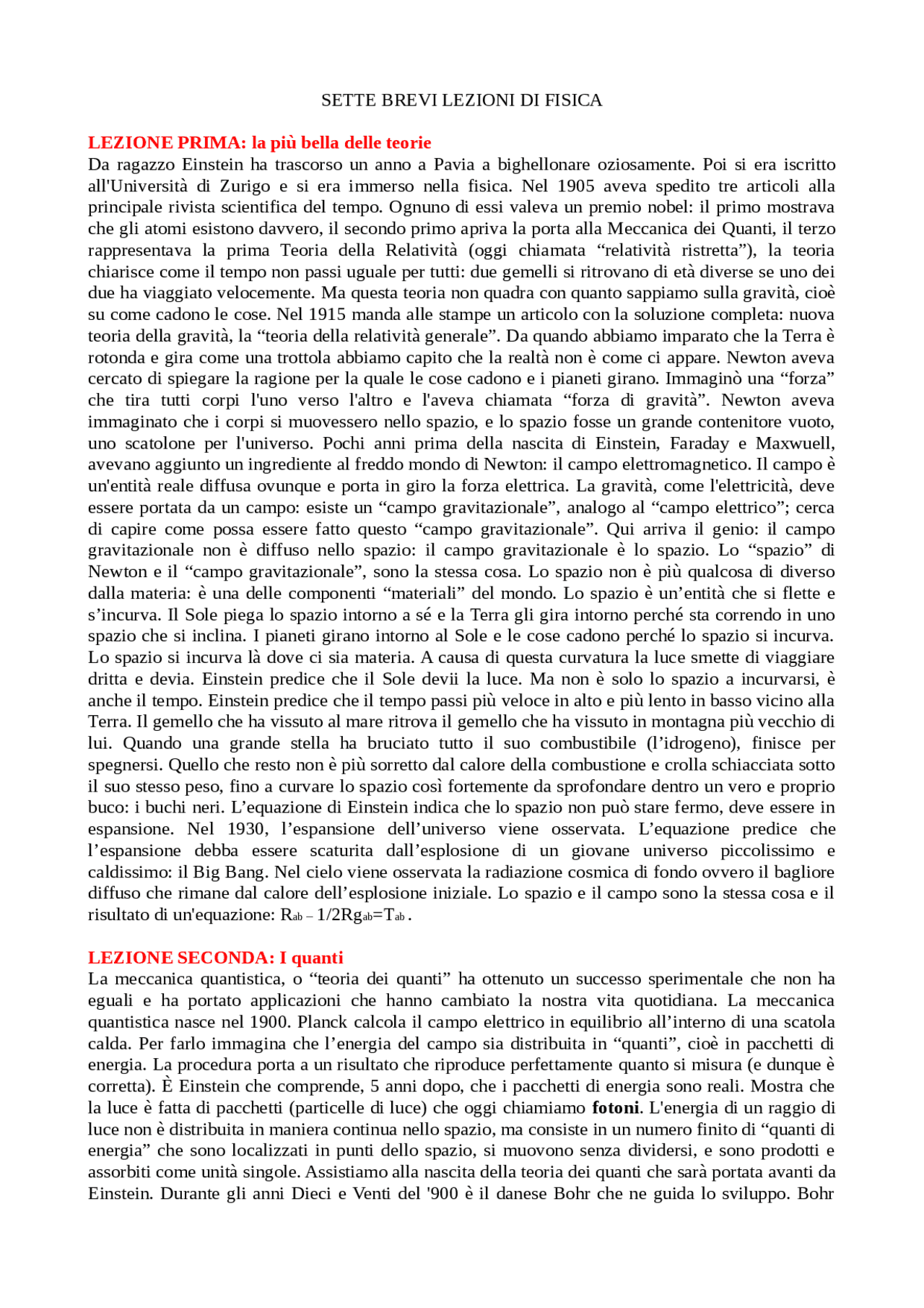La Scienza In Gioco Dispense Di Fisica Docsity