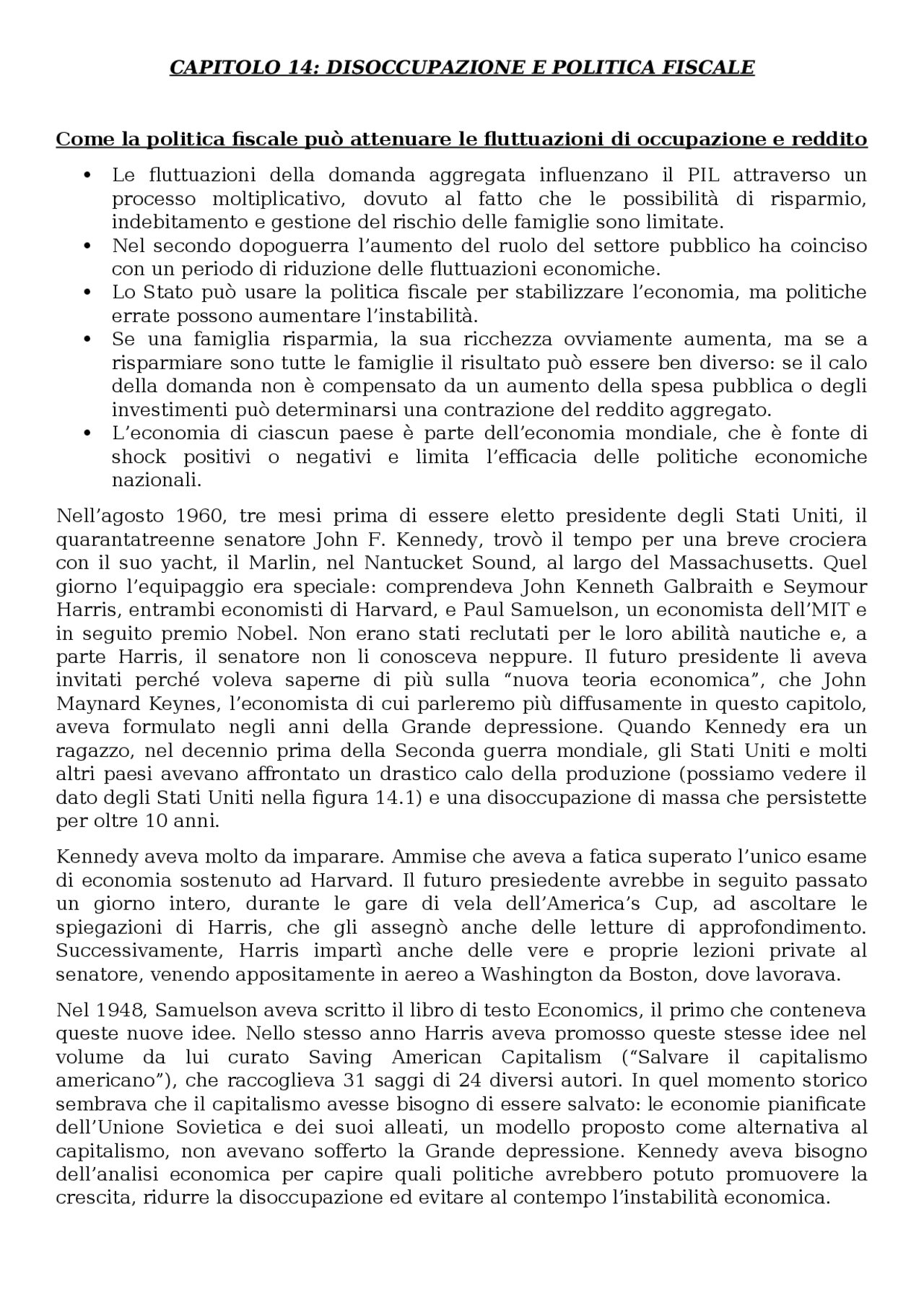 Capitolo 14 riassunto del libro di economia | Appunti di Economia Politica | Docsity