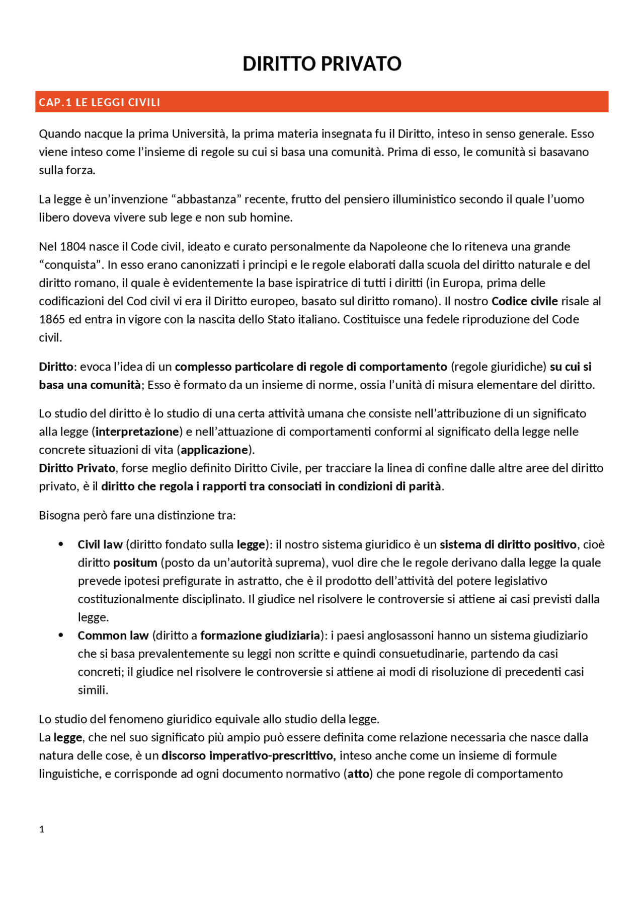 DIRITTO PRIVATO - completo | Appunti di Diritto Privato | Docsity