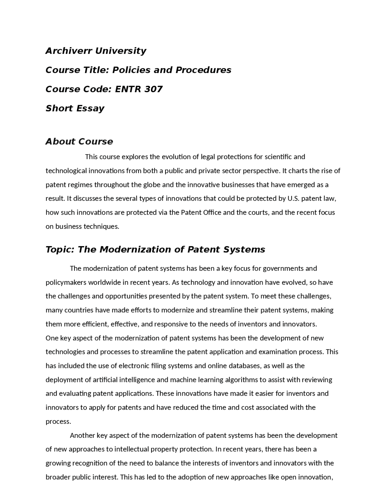 The Modernization of Patent Systems | Essays (university ...