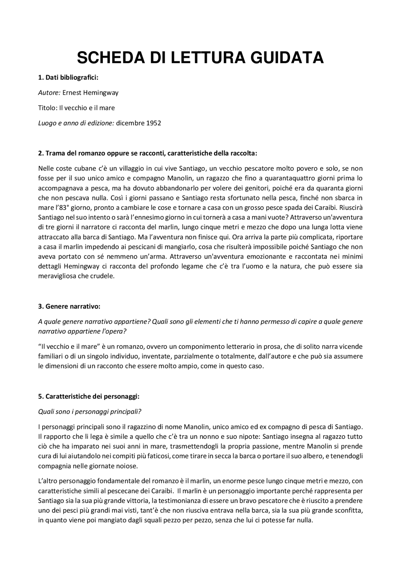 Scheda libro - Il vecchio e il mare | Guide, Progetti e Ricerche di ...