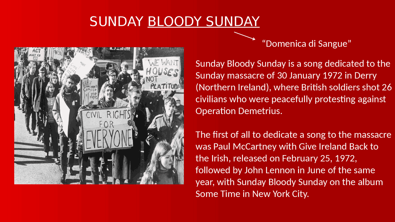 Powerpoint Sunday bloody sunday U2 | Schemi e mappe concettuali di ...