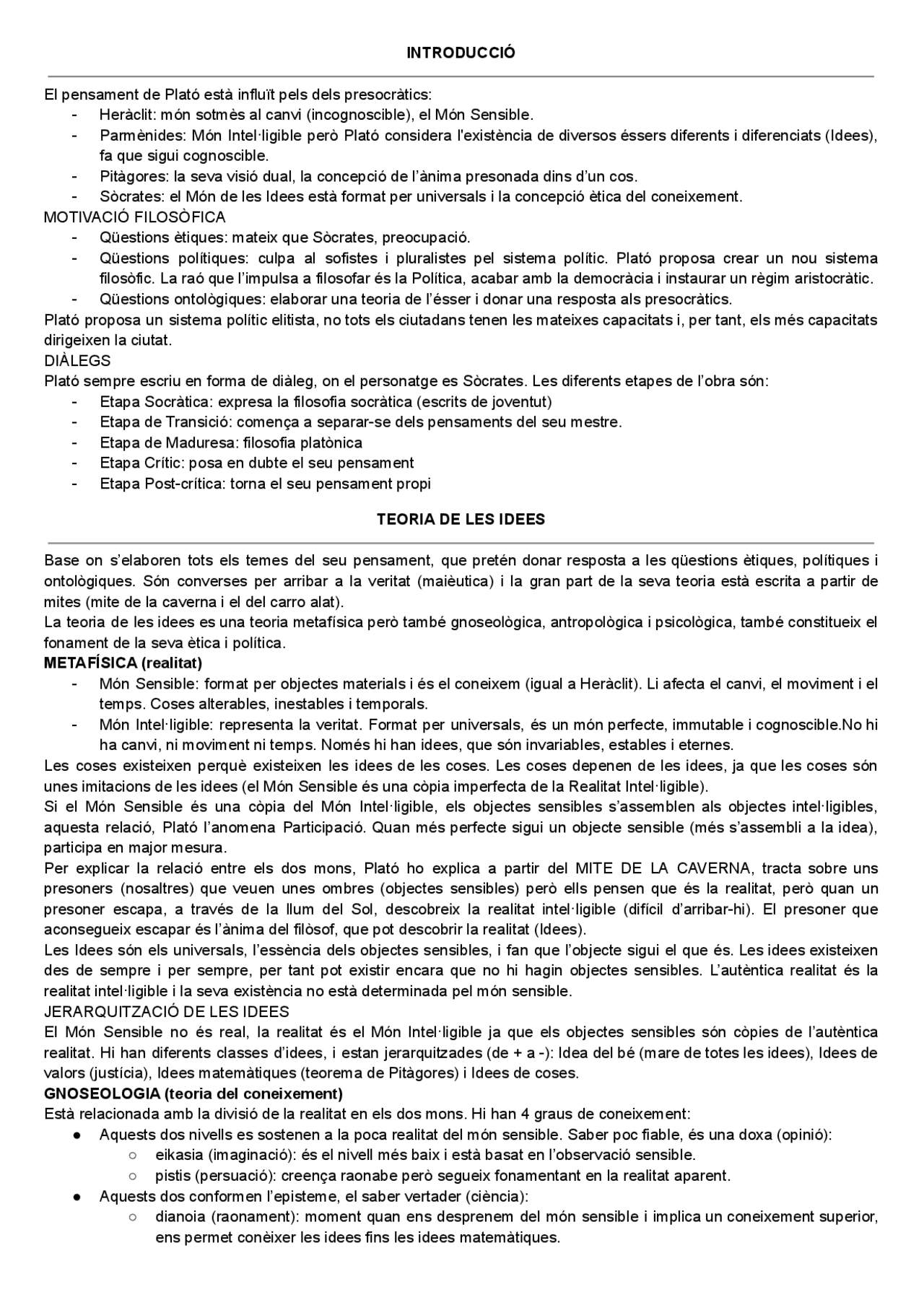 Plató Selectivitat Filo Apuntes De Historia De La Filosofía Docsity
