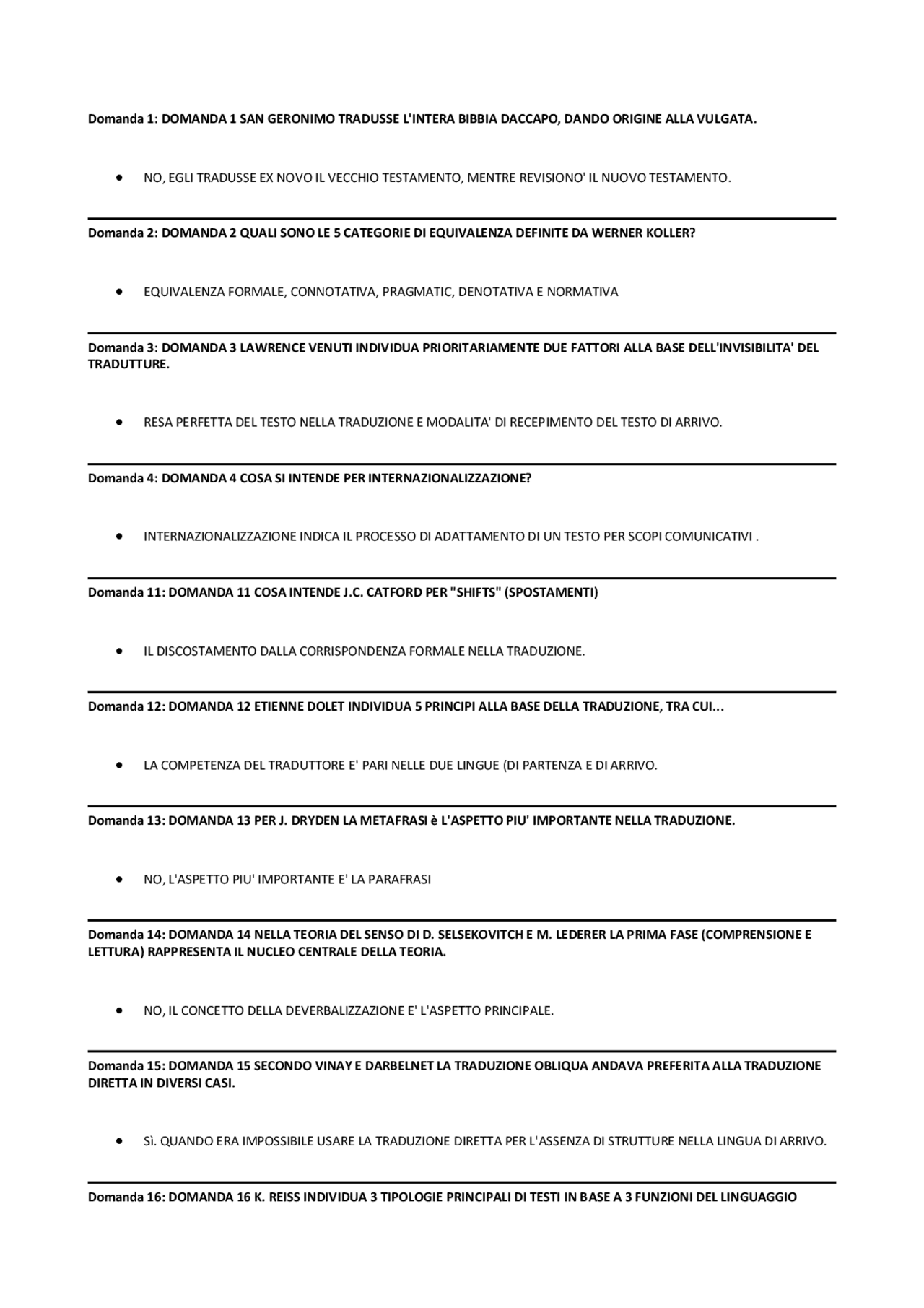 Risposte Giuste Quiz Schemi E Mappe Concettuali Di Traduzione Docsity
