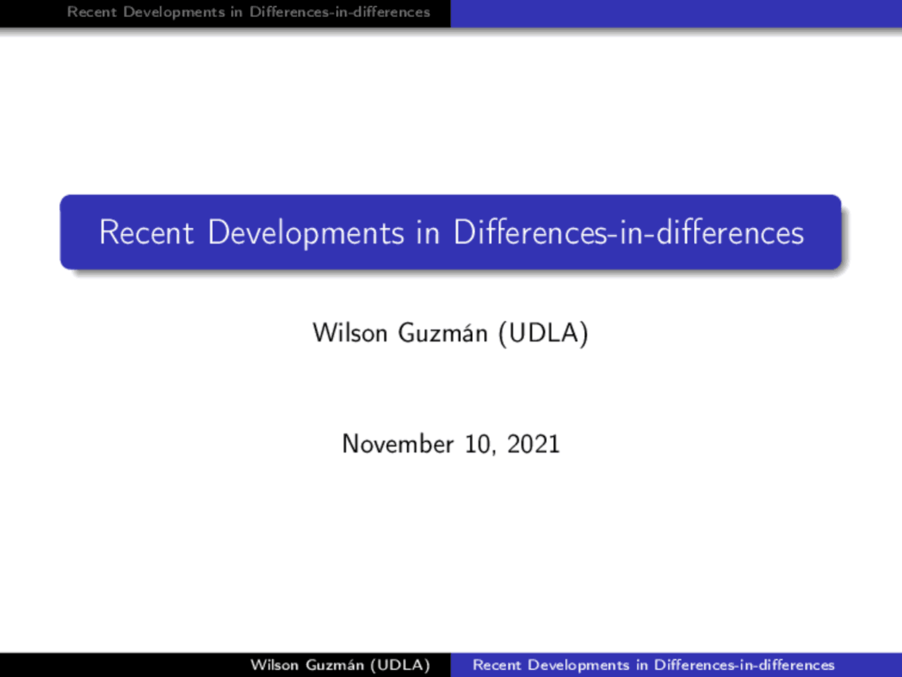 Recent Developments in Differences-in-differences | Diapositivas de ...