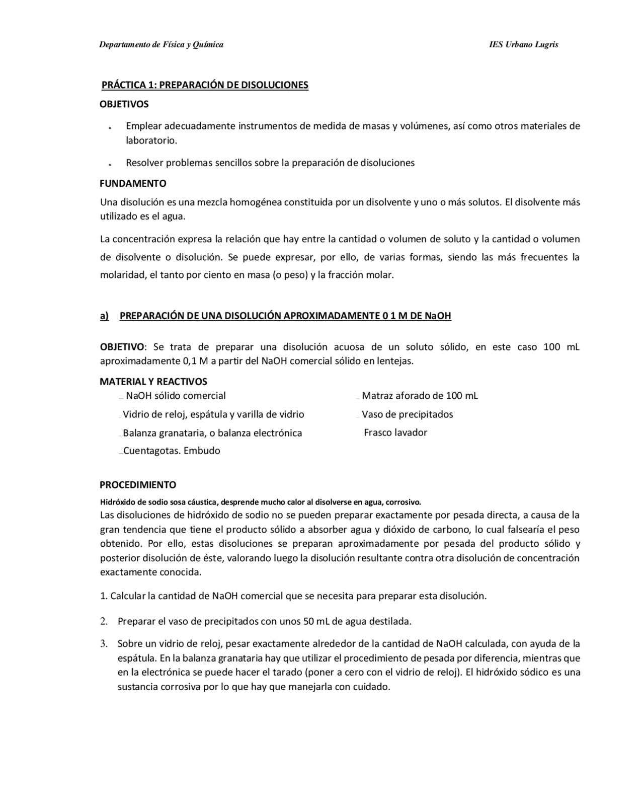 Práctica De Disoluciones Ejercicios De Química Docsity