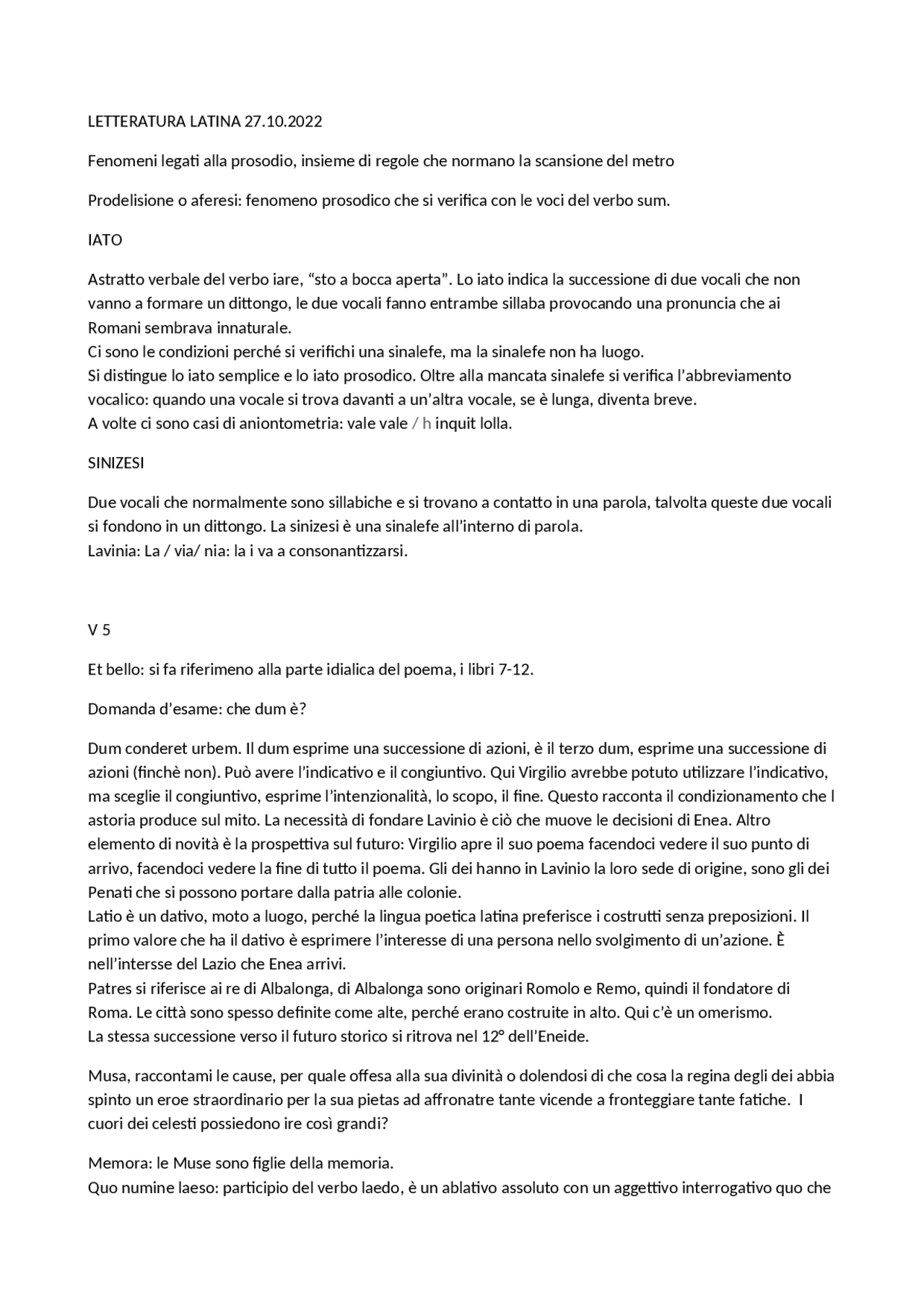 Letteratura latina Citti | Appunti di Letteratura latina | Docsity