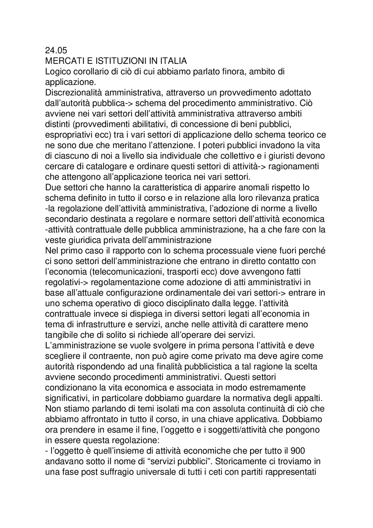 Mercati E Istituzioni Appunti Di Diritto Amministrativo Docsity