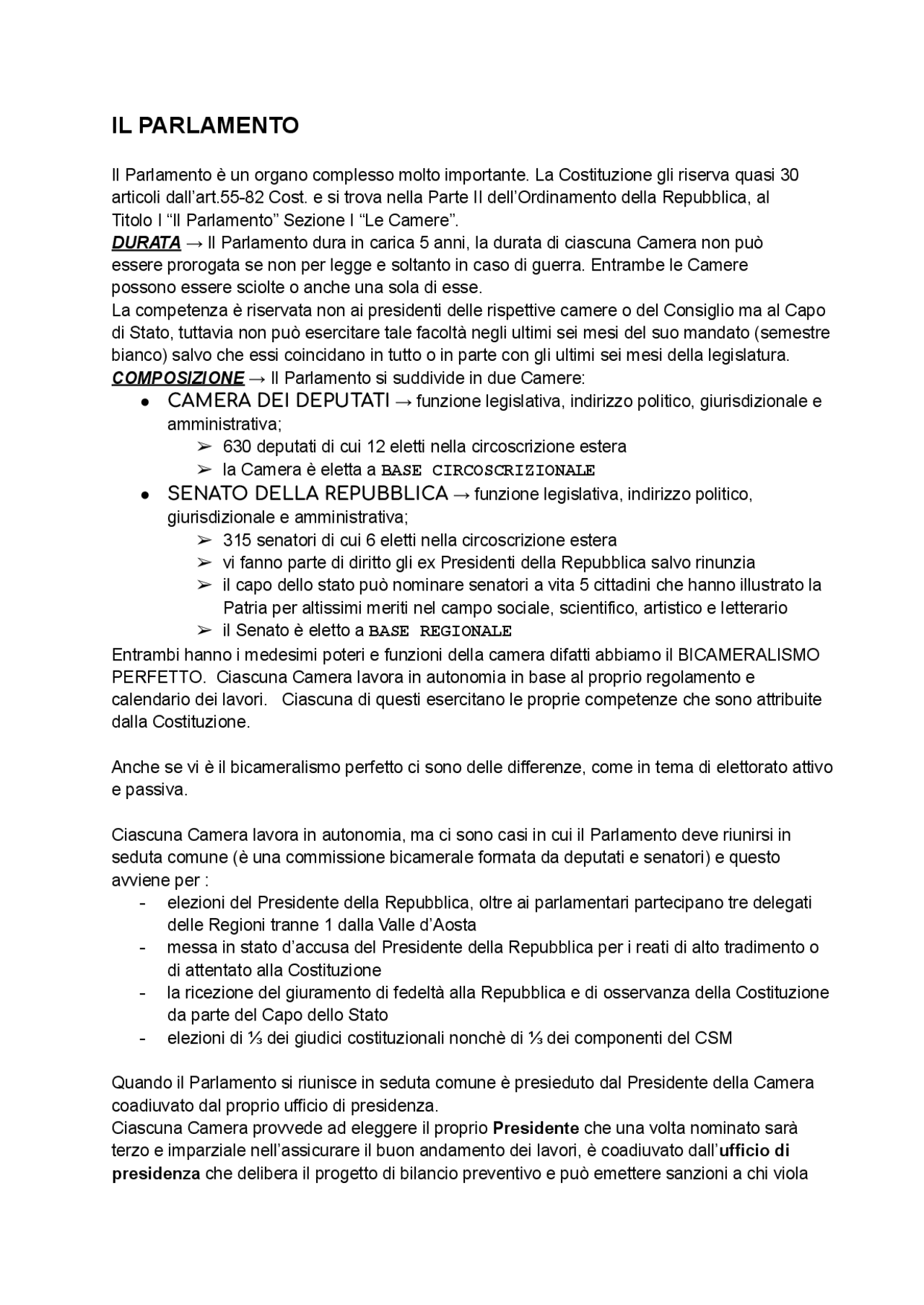 Parlamento Composizione E Funzioni Schemi E Mappe Concettuali Di