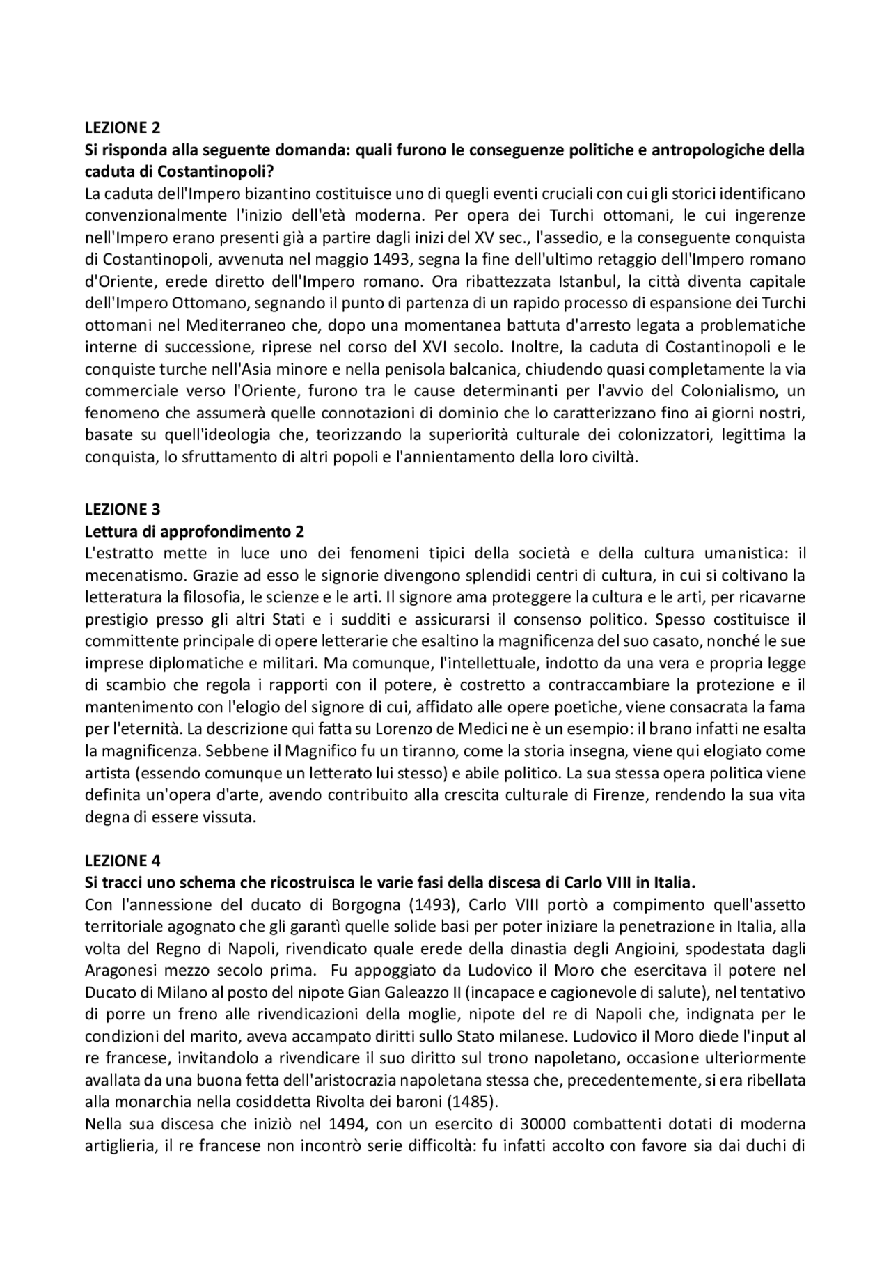 Esercitazioni Di Storia Moderna 96 In Tutto Prof Gorla Esercizi