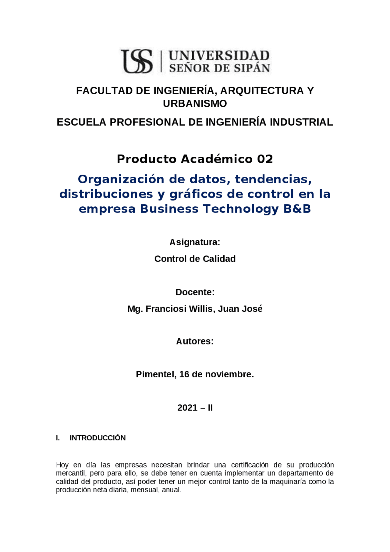 Informe de control de calidad | Guías, Proyectos, Investigaciones de ...