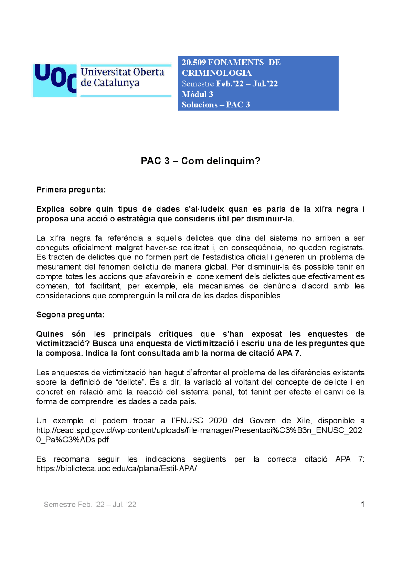 Pac Fonaments Criminologia Ejercicios De Criminología Docsity