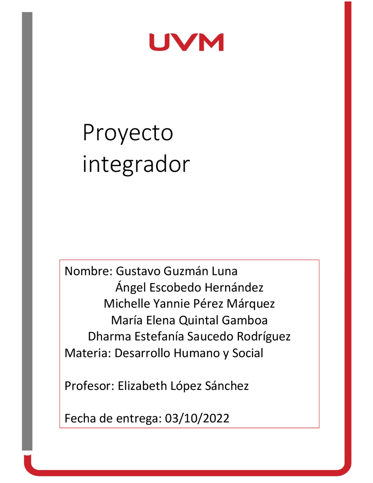 Actividad 5 Proyecto Integrador Ejercicios De Desarrollo Humano Docsity