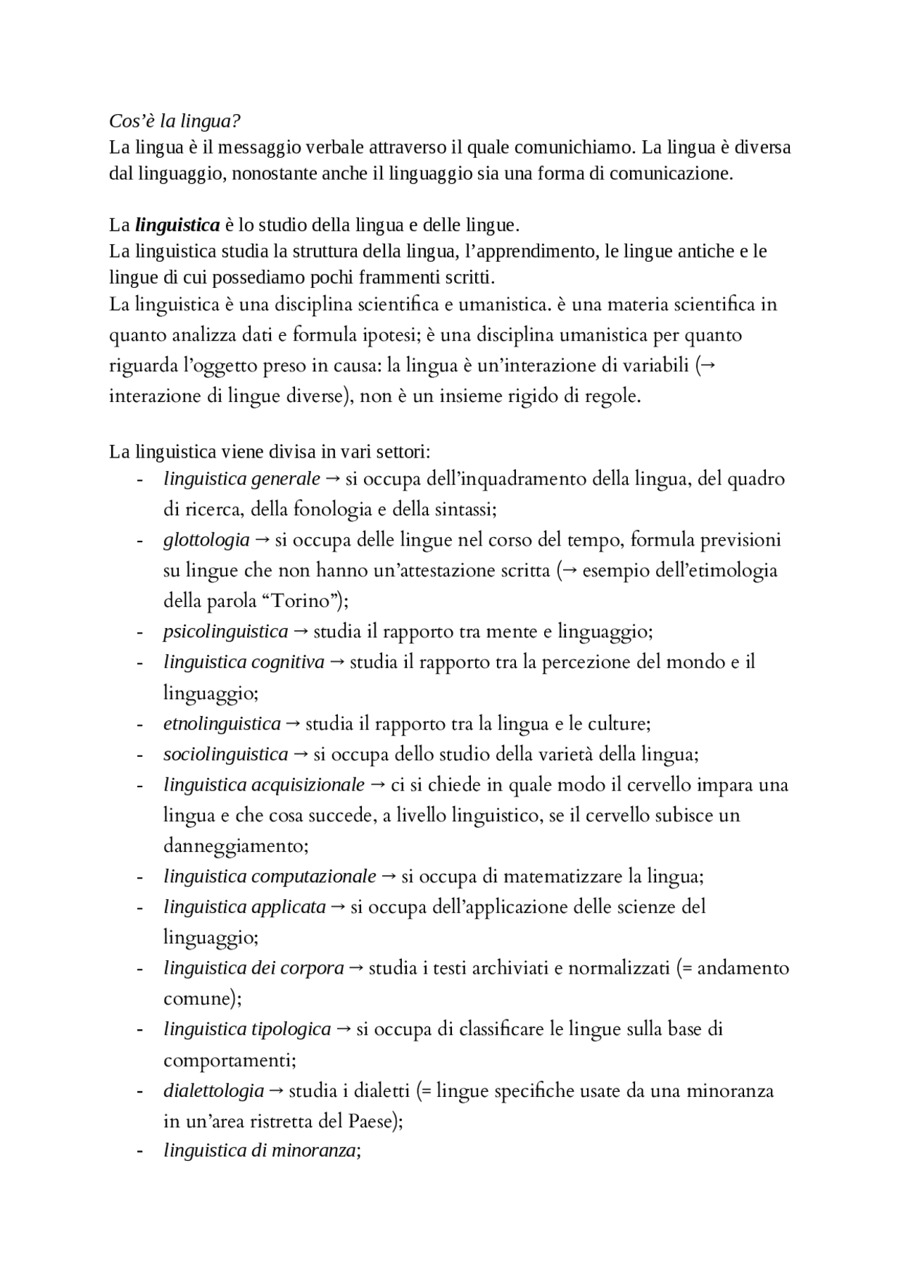Appunti Di Linguistica Cognitiva Appunti Di Linguistica Docsity