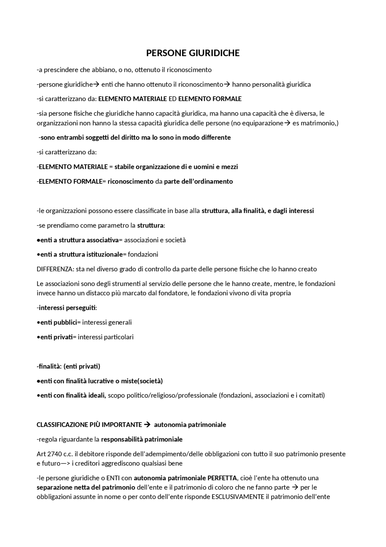 Appunti Persone Giuridiche Appunti Di Diritto Privato Docsity