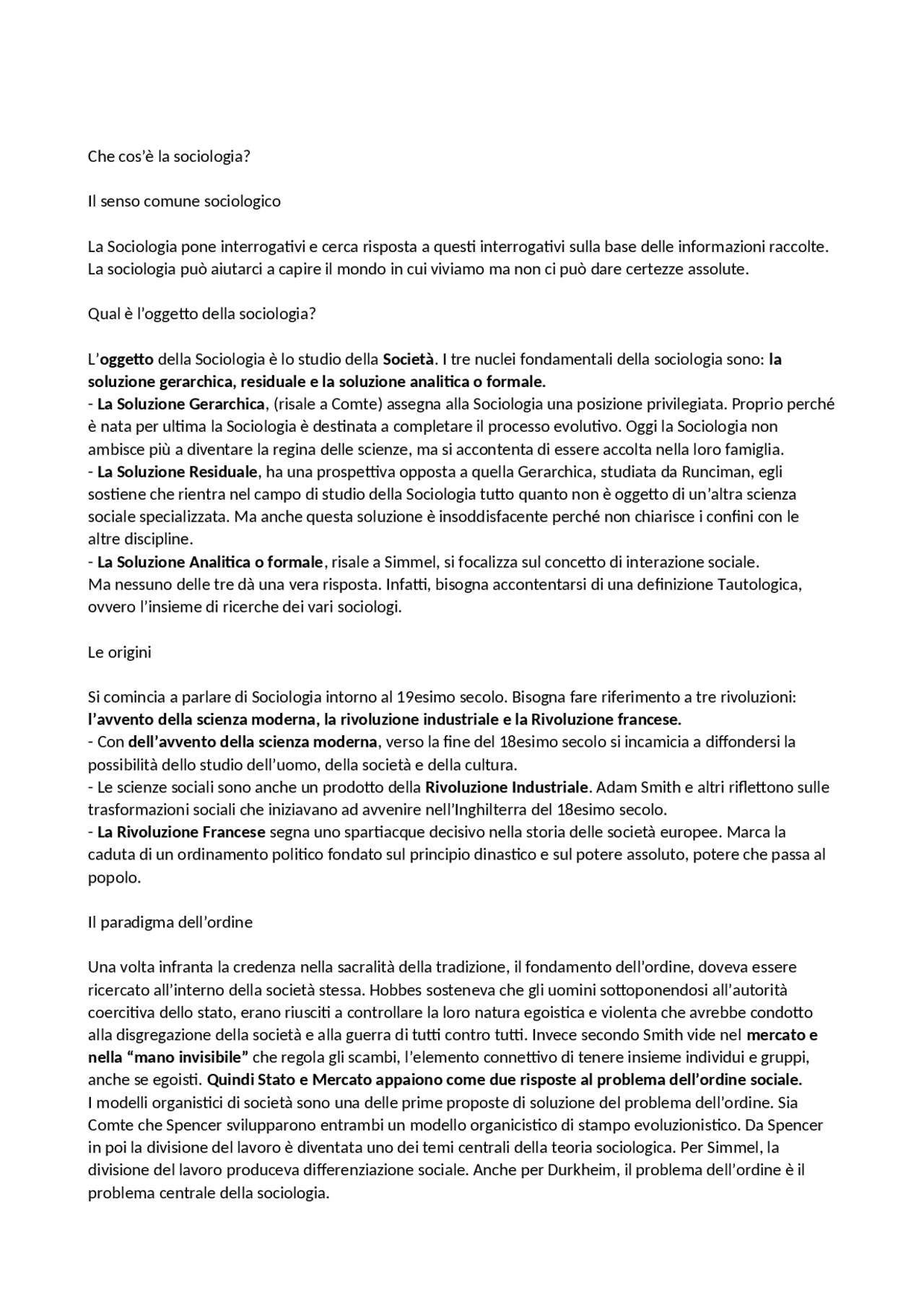 Riassunto Manuale Di Sociologia Sbobinature Di Sociologia Docsity