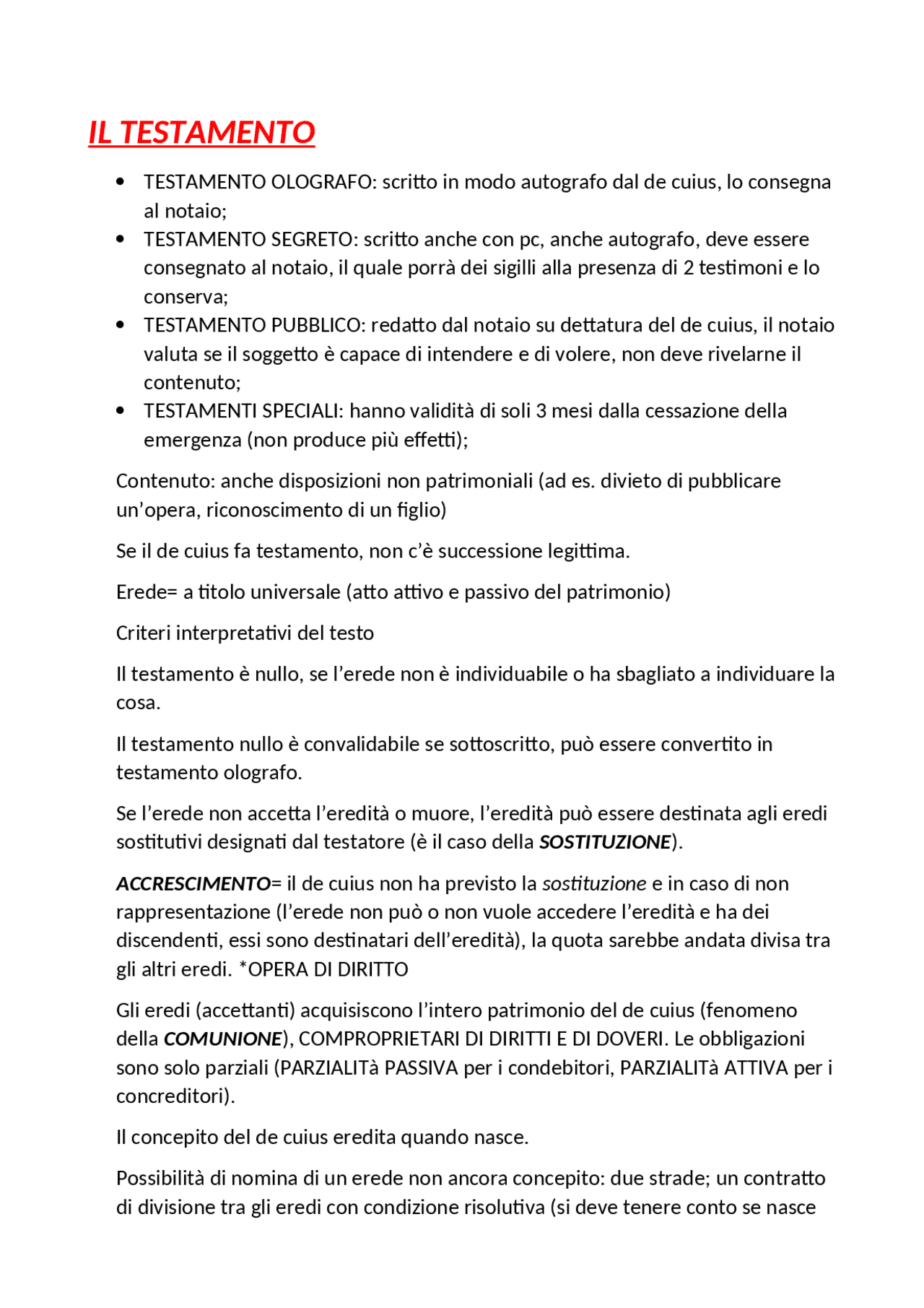 Il Testamento La Decadenza E La Prescrizione Appunti Di Istituzioni