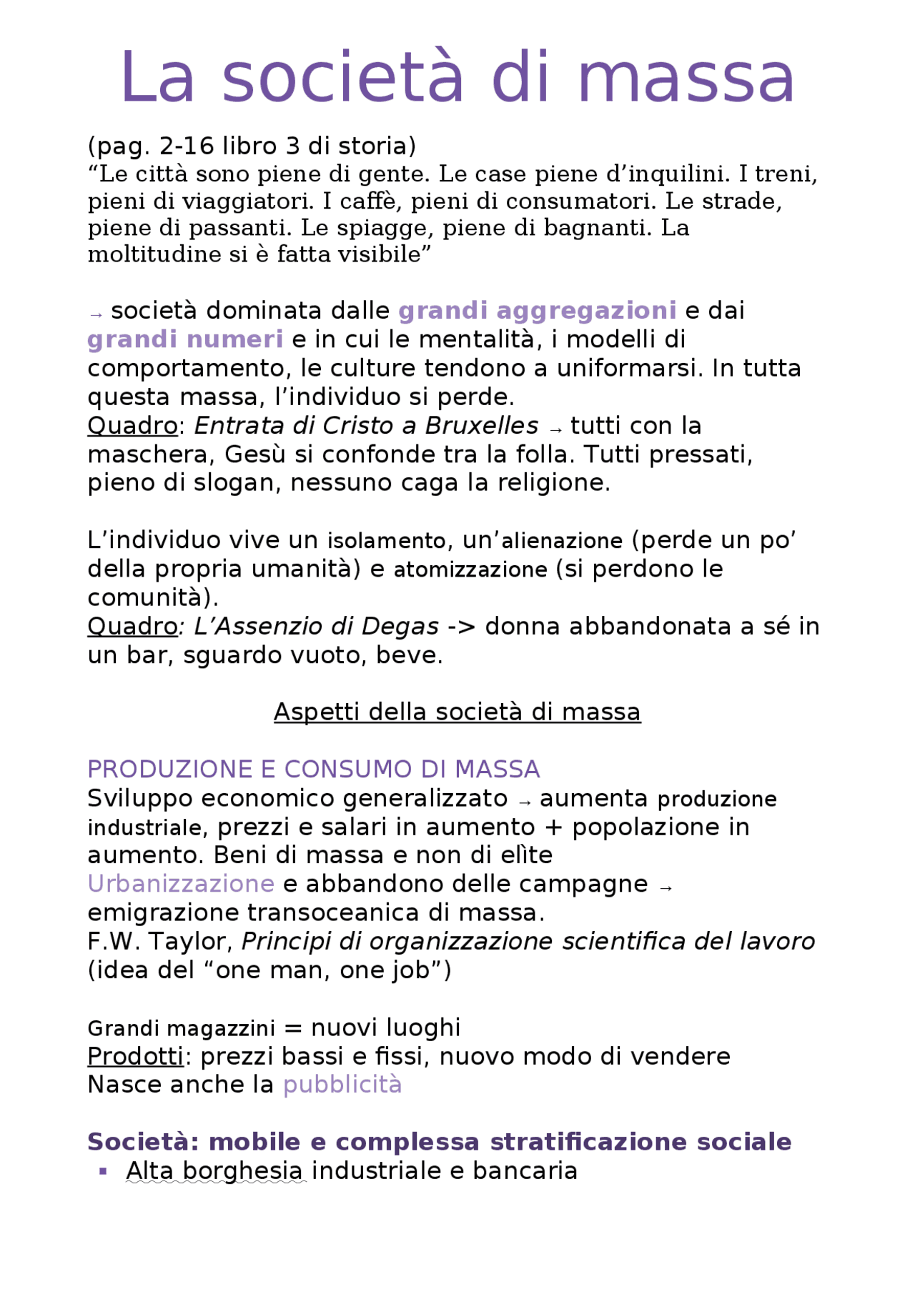 La Società Di Massa Del Xxi Secolo Schemi E Mappe Concettuali Di Storia Docsity