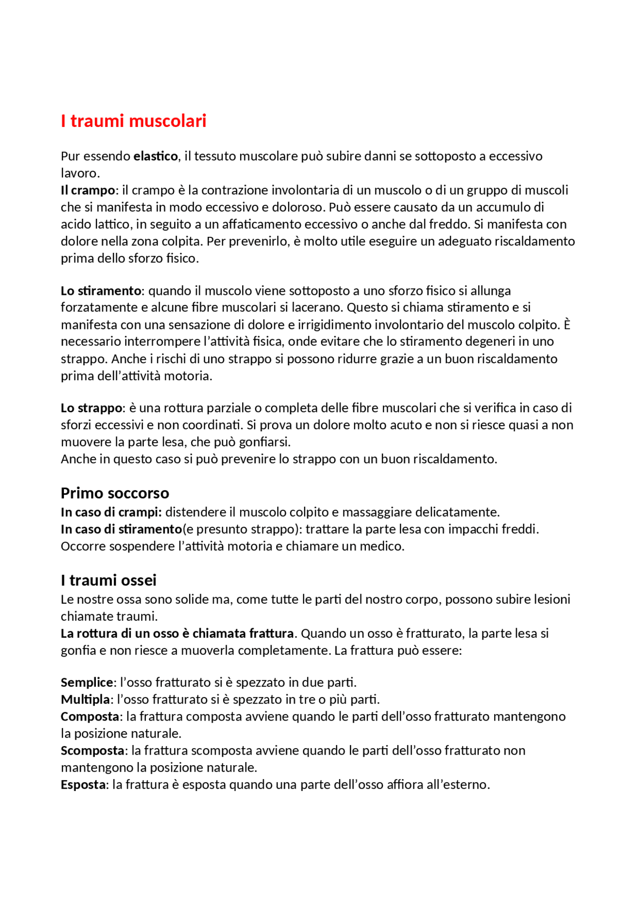 I traumi muscolari sono lesioni del tessuto muscolare | Schemi e mappe ...