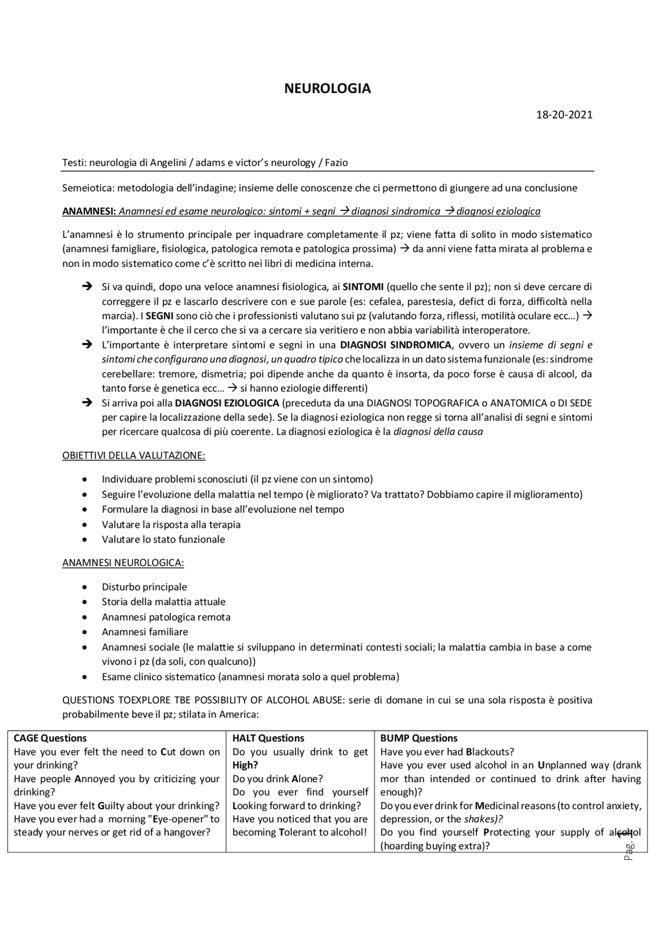 Neurologia Appunti Appunti Di Neurologia Docsity