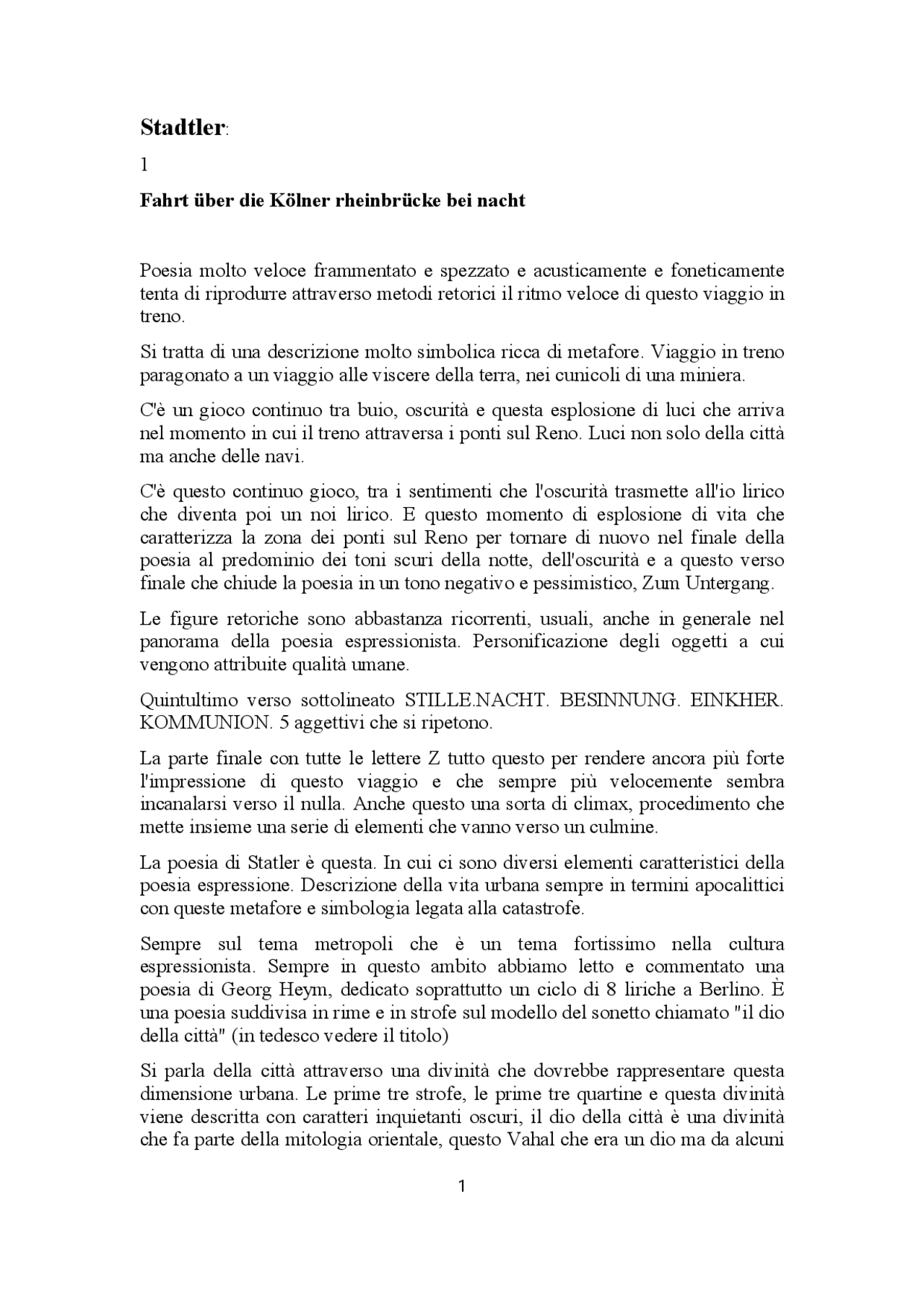Stadtler Letteratura Tedesca Appunti Di Letteratura Tedesca Docsity