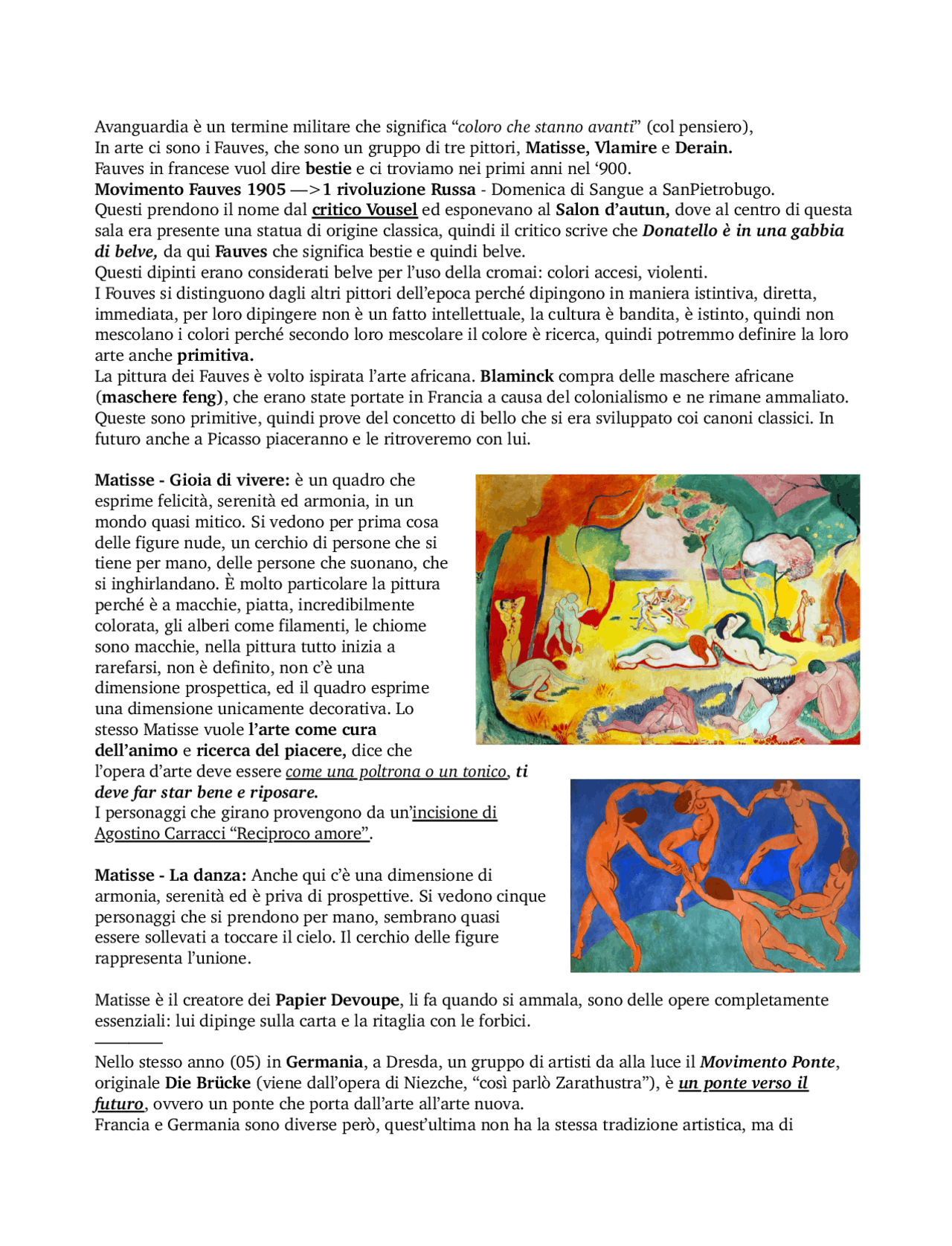 L’ Avanguardia, il movimento Fauves e Die Brücke. | Appunti di Elementi ...