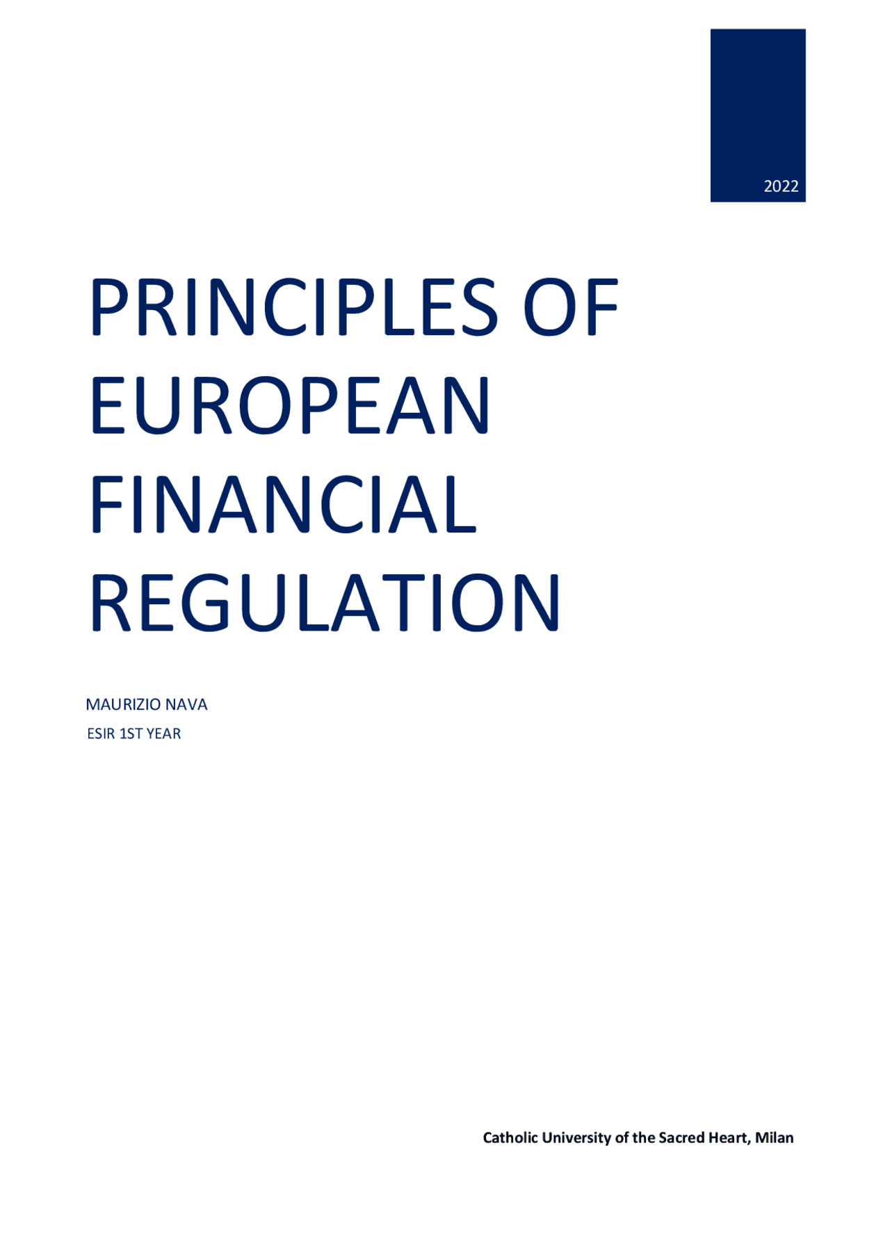 Principles Of European Financial Regulation Esir Appunti Di Diritto