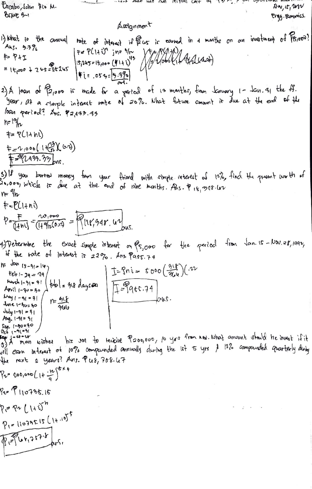 Engineering Economy Exercises Exercises Engineering Economy Docsity