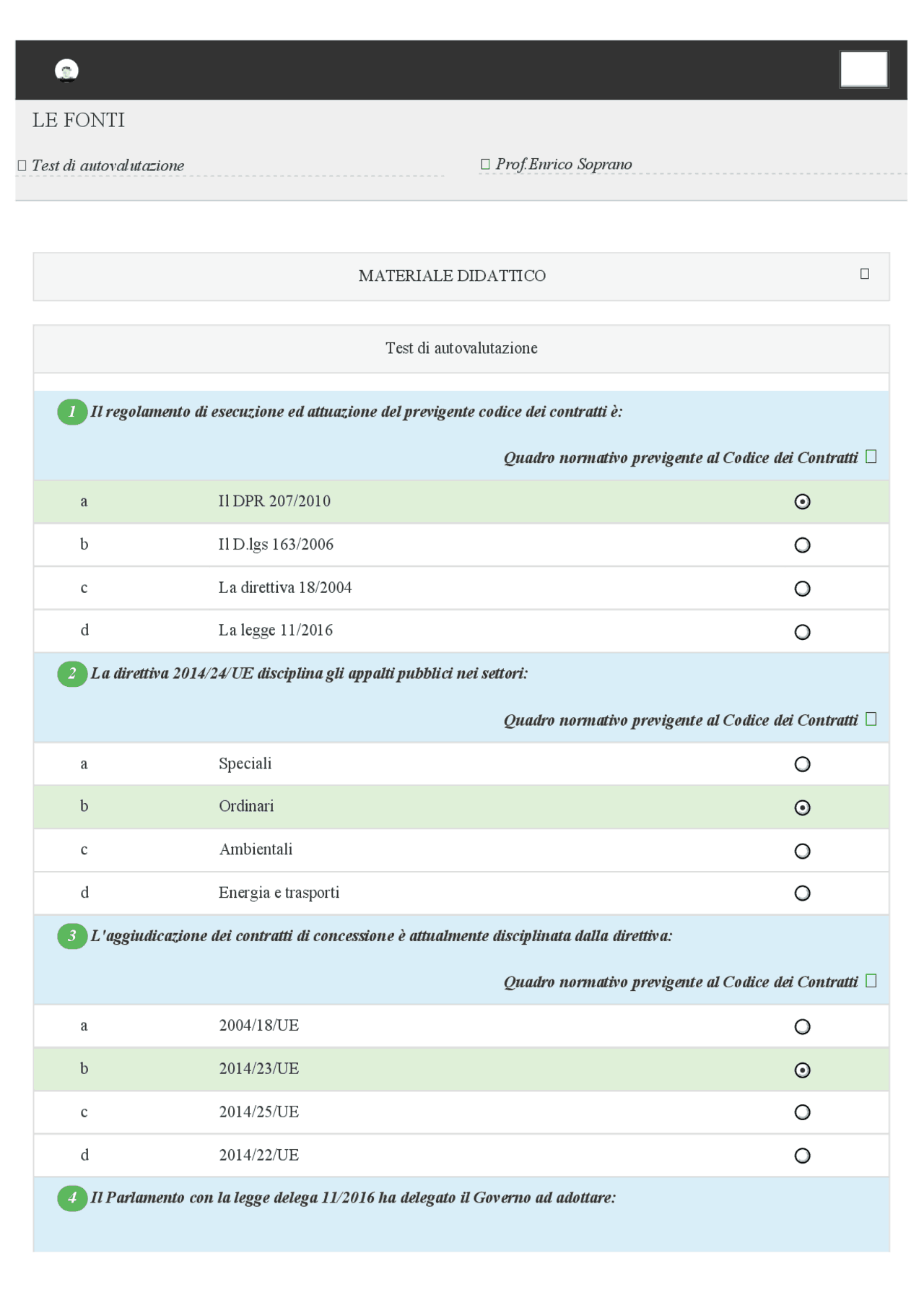 Test Di Autovalutazione Esercizi Di Ingegneria Civile Docsity
