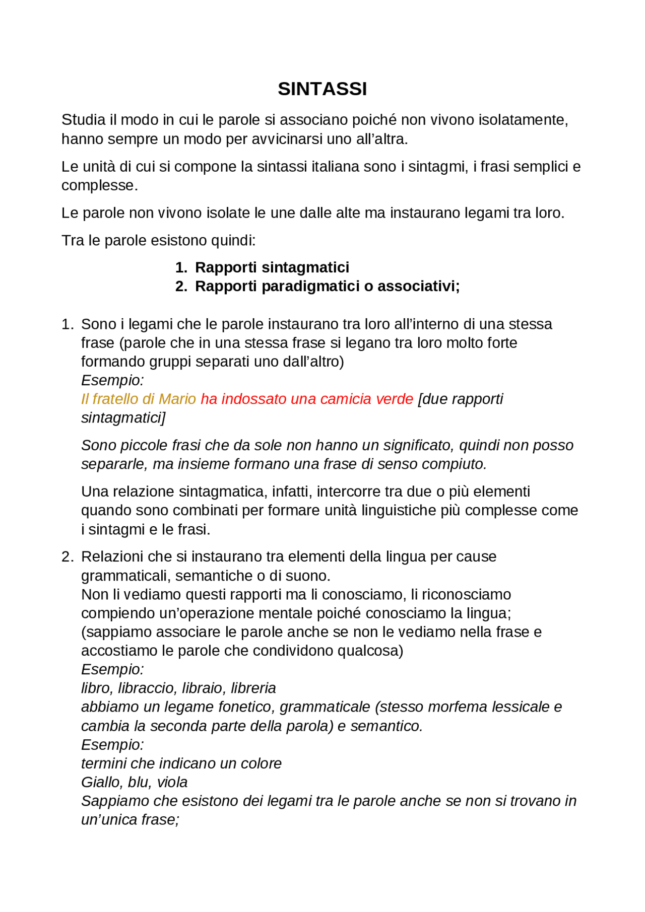 RIASSUNTO CAPITOLO DEL LIBRO: SINTASSI | Sintesi del corso di ...