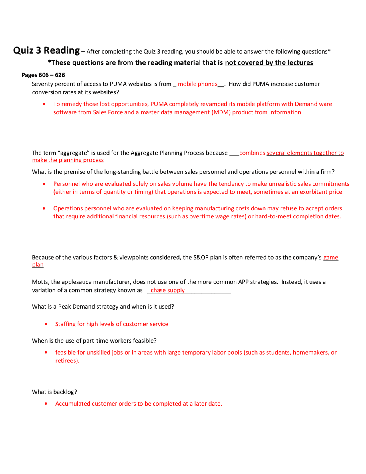 Quiz 3 Reading: Strategies for Managing Demand and Production in ...