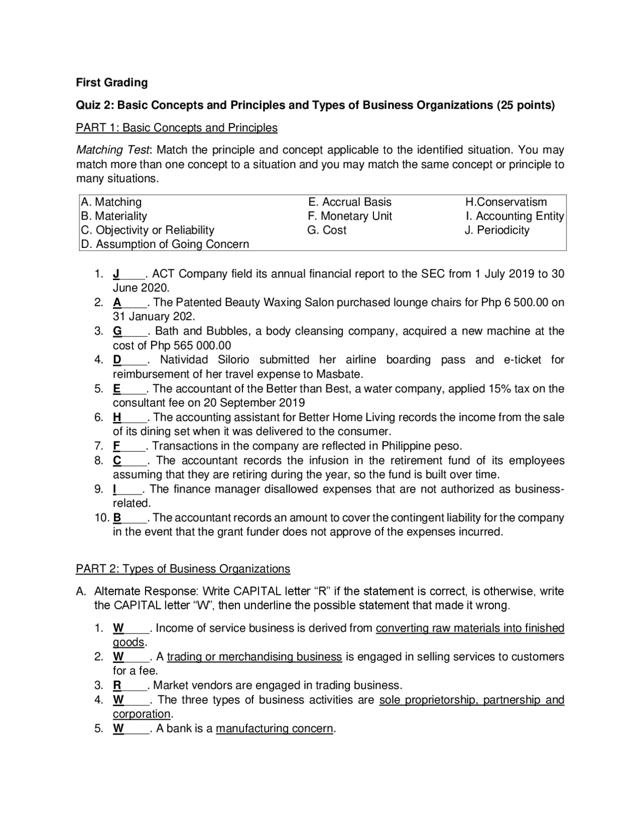 Basic Concepts and Principles and Types of Business Organizations ...