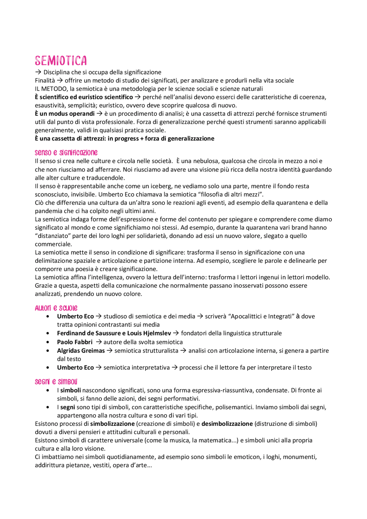 Appunti Di Semiotica Appunti Di Semiotica Docsity