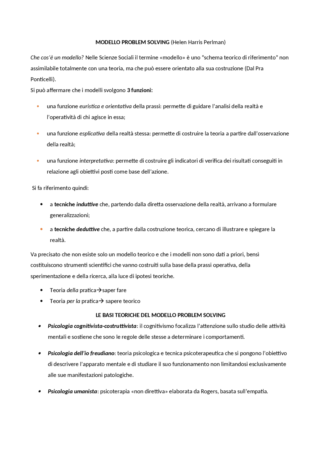 Riassunto Modello Problem Solving Schemi E Mappe Concettuali Di