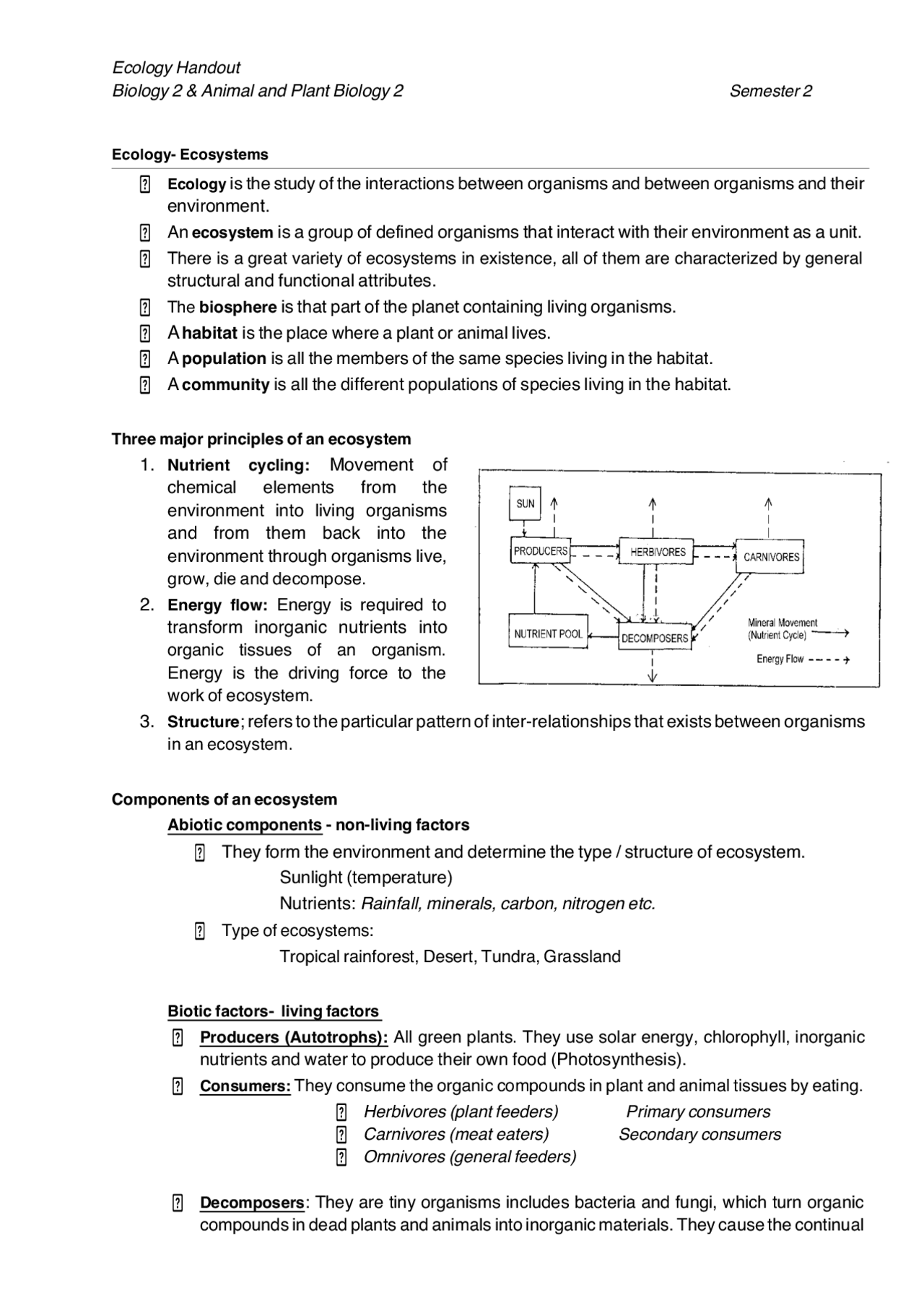 Summary of the principles of ecology | Schemes and Mind Maps Biology ...