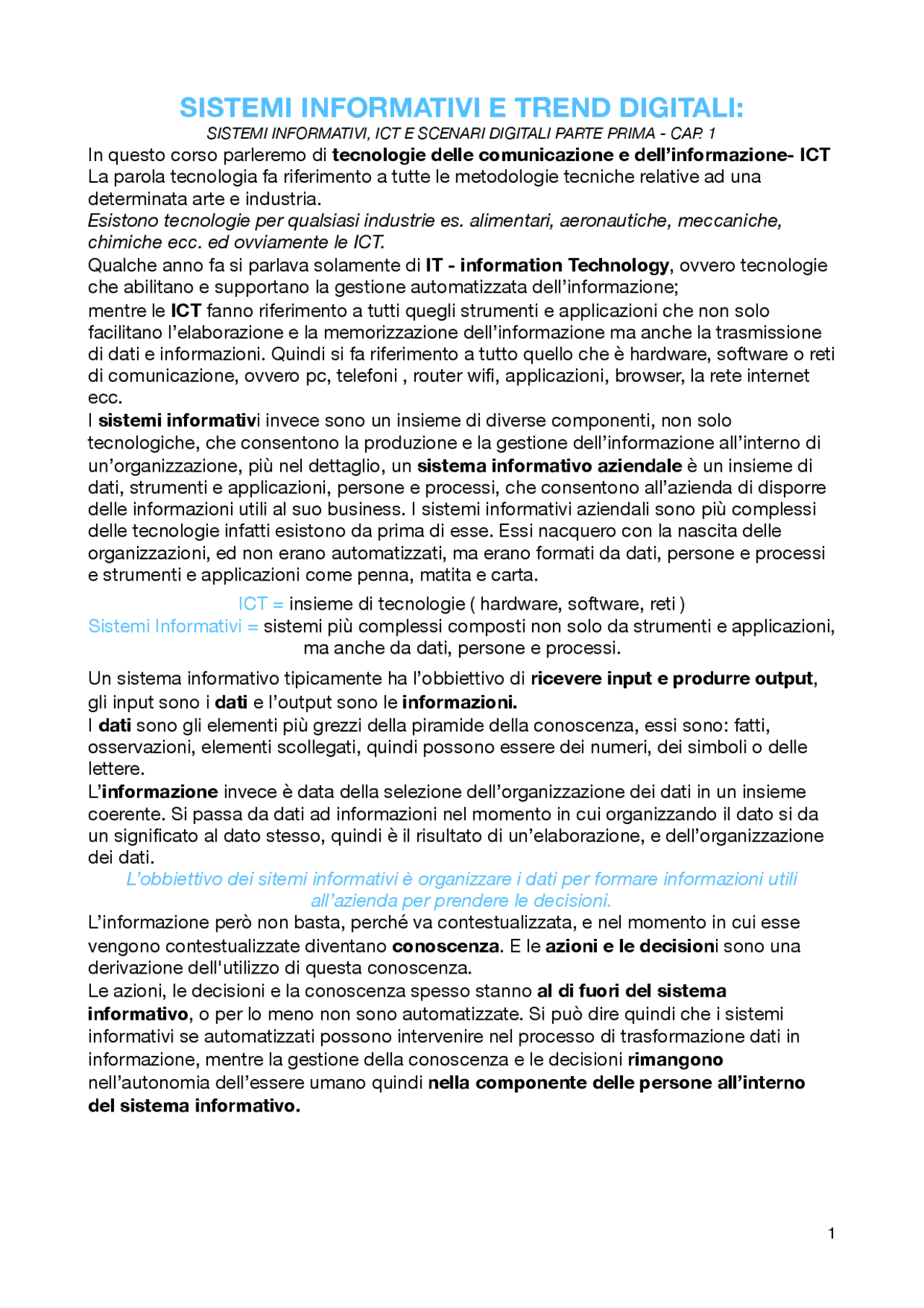 Sbobina Sistemi Informativi Appunti Di Sistemi Informativi Docsity