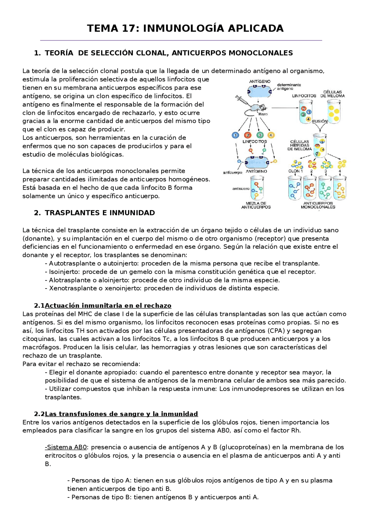 Tema 17 Inmunología Aplicada Apuntes De Biología Docsity